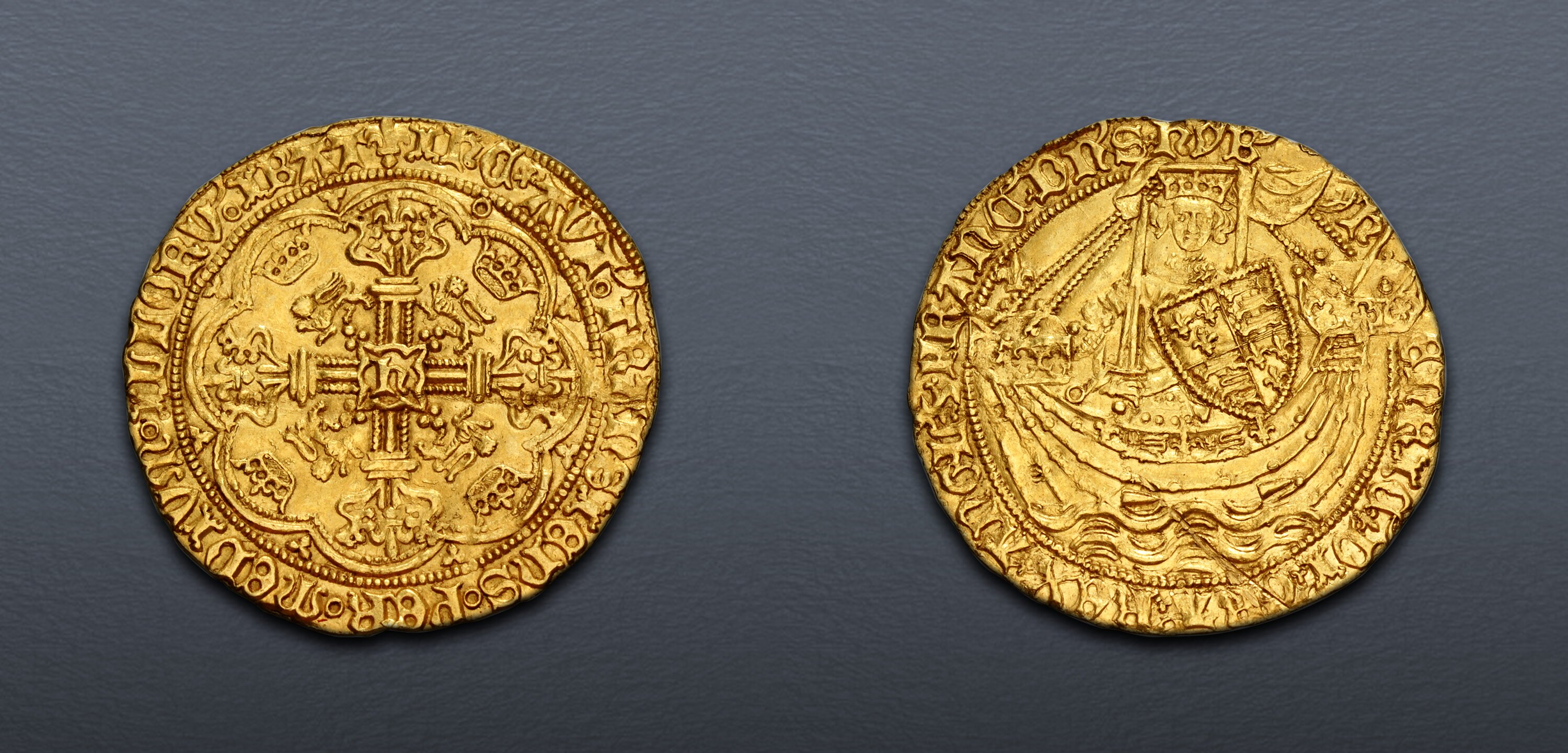 LANCASTER. Henry VI. First reign, 1422-1461. AV Noble (33.5mm, 6.96 g ...