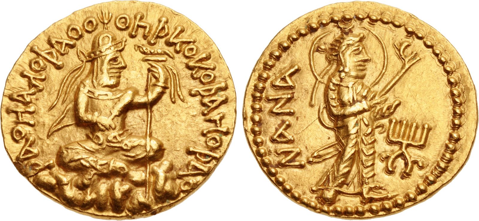INDIA, Kushan Empire. Huvishka. Circa AD 151-190. AV Dinar (21mm, 7.88 ...