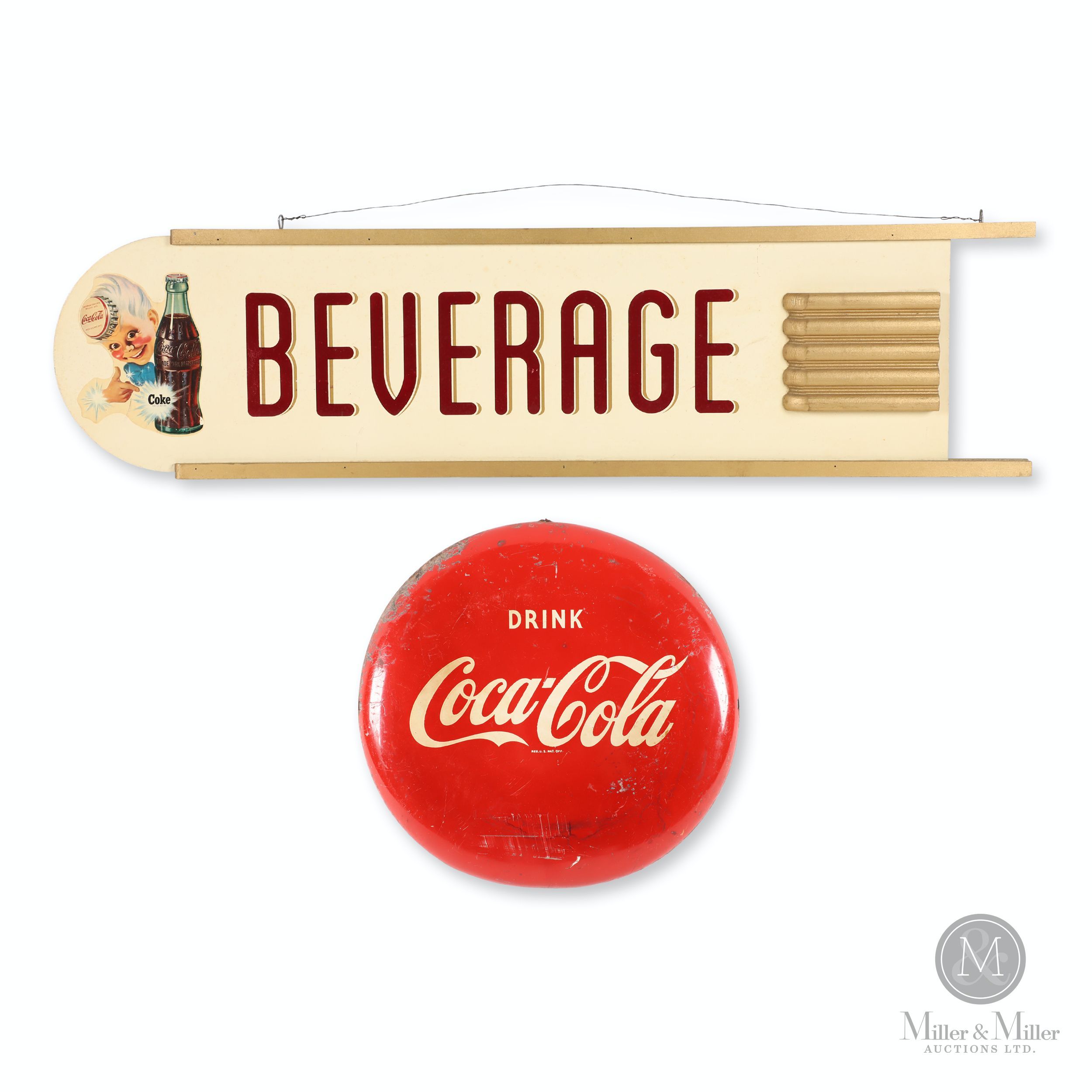 Kay Displays Coca-Cola Beverage Department Sign & Button | Barnebys