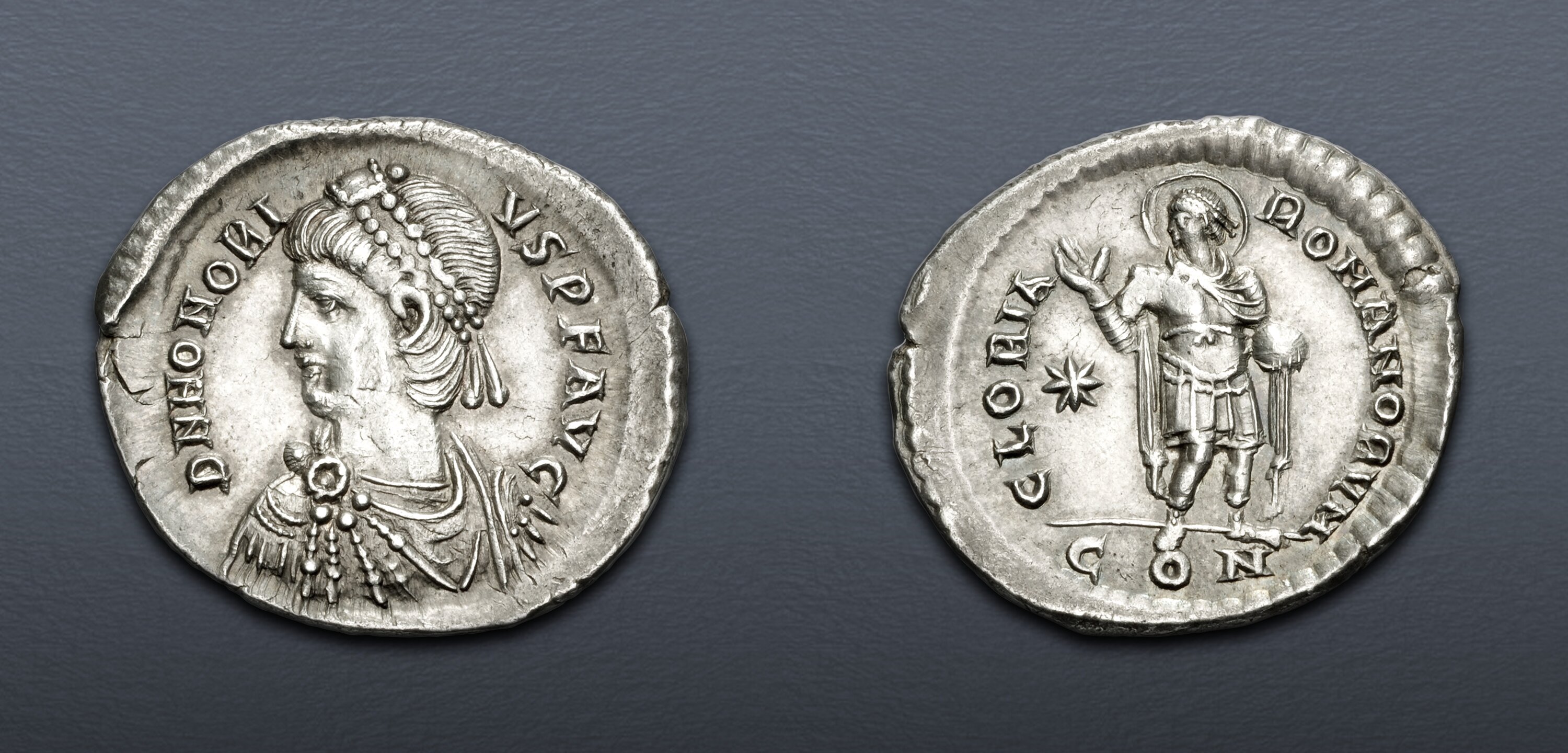 Honorius. AD 393-423. AR Light Miliarense (23mm, 4.15 g, 12h ...