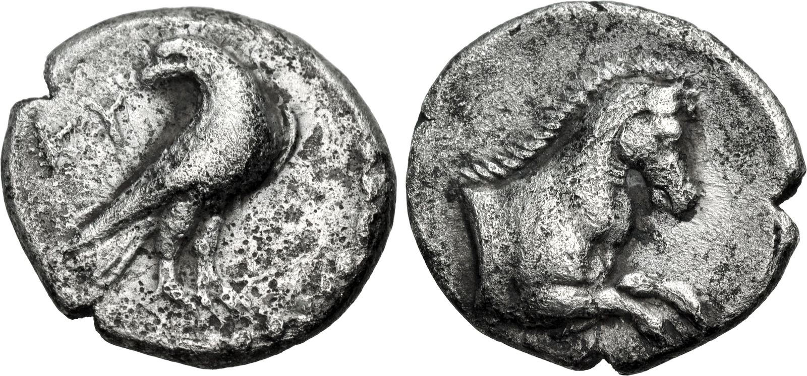 AEOLIS, Kyme. Circa 350-325 BC. AR Hemidrachm (14mm, 1.96 g, 11h ...