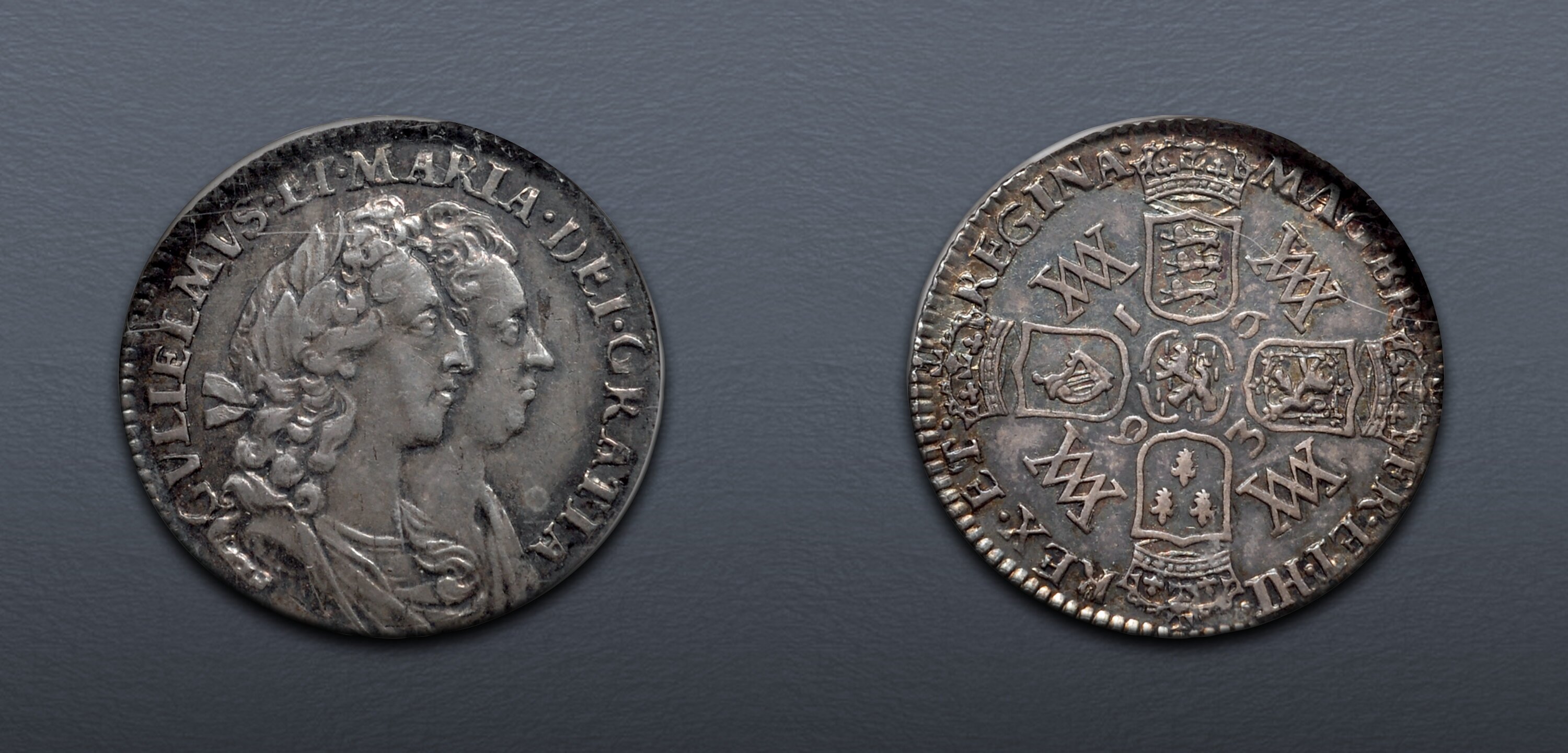 STUART (ORANGE). William III & Mary. 1688-1694. AR Sixpence. Dated 1693 ...