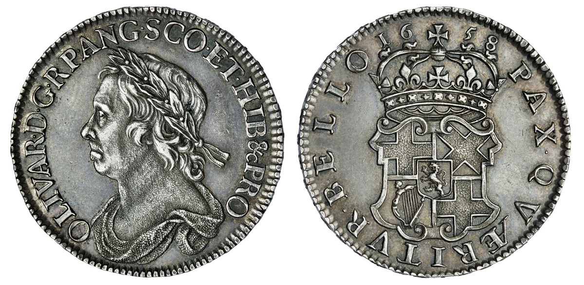Cromwell, as Lord Protector (1653-1658), Halfcrown, 1658, Drury House ...