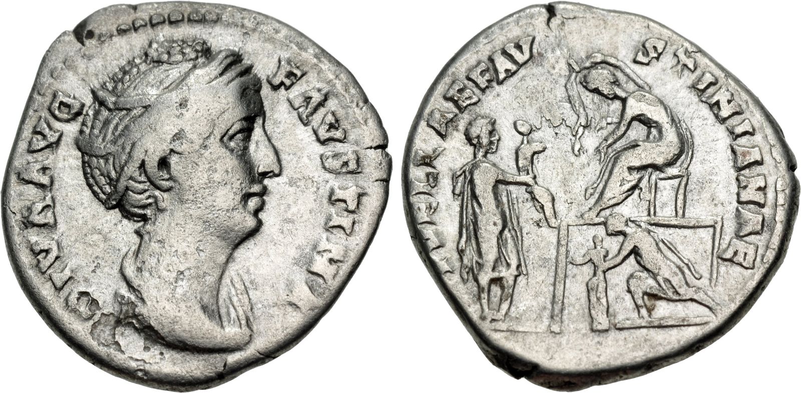 Diva Faustina Senior. Died AD 140/1. AR Denarius (17mm, 2.94 g, 7h ...