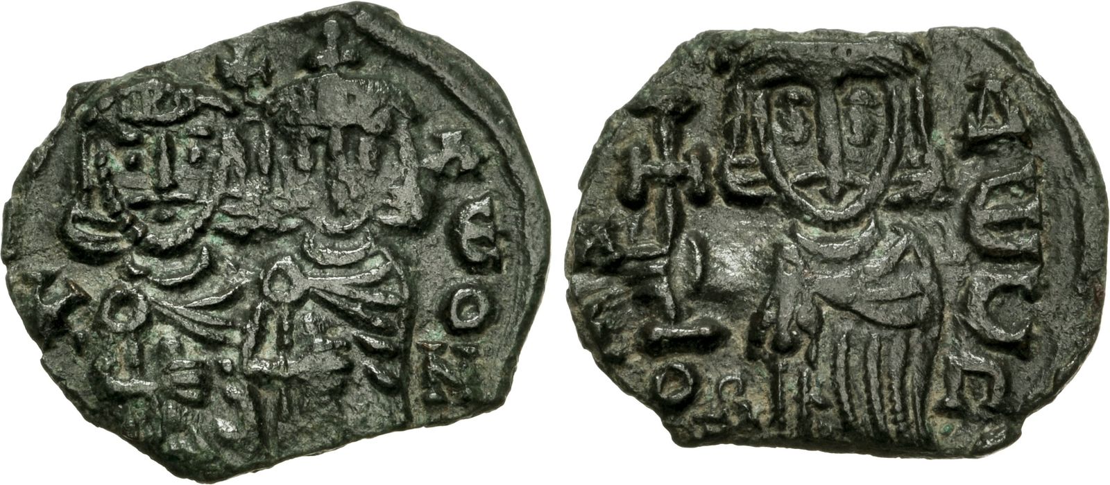 Constantine V Copronymus, with Leo IV and Leo III. 741-775. Æ Follis ...