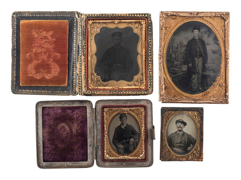 [CIVIL WAR]. A group of 9 ambrotypes and tintypes of Civil War soldiers ...