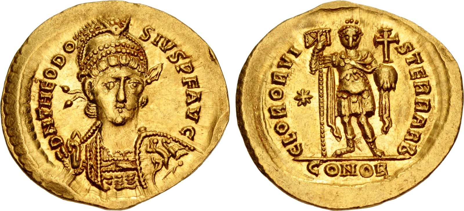 Theodosius II. AD 402-450. AV Solidus (21.5mm, 4.33 g, 6h ...