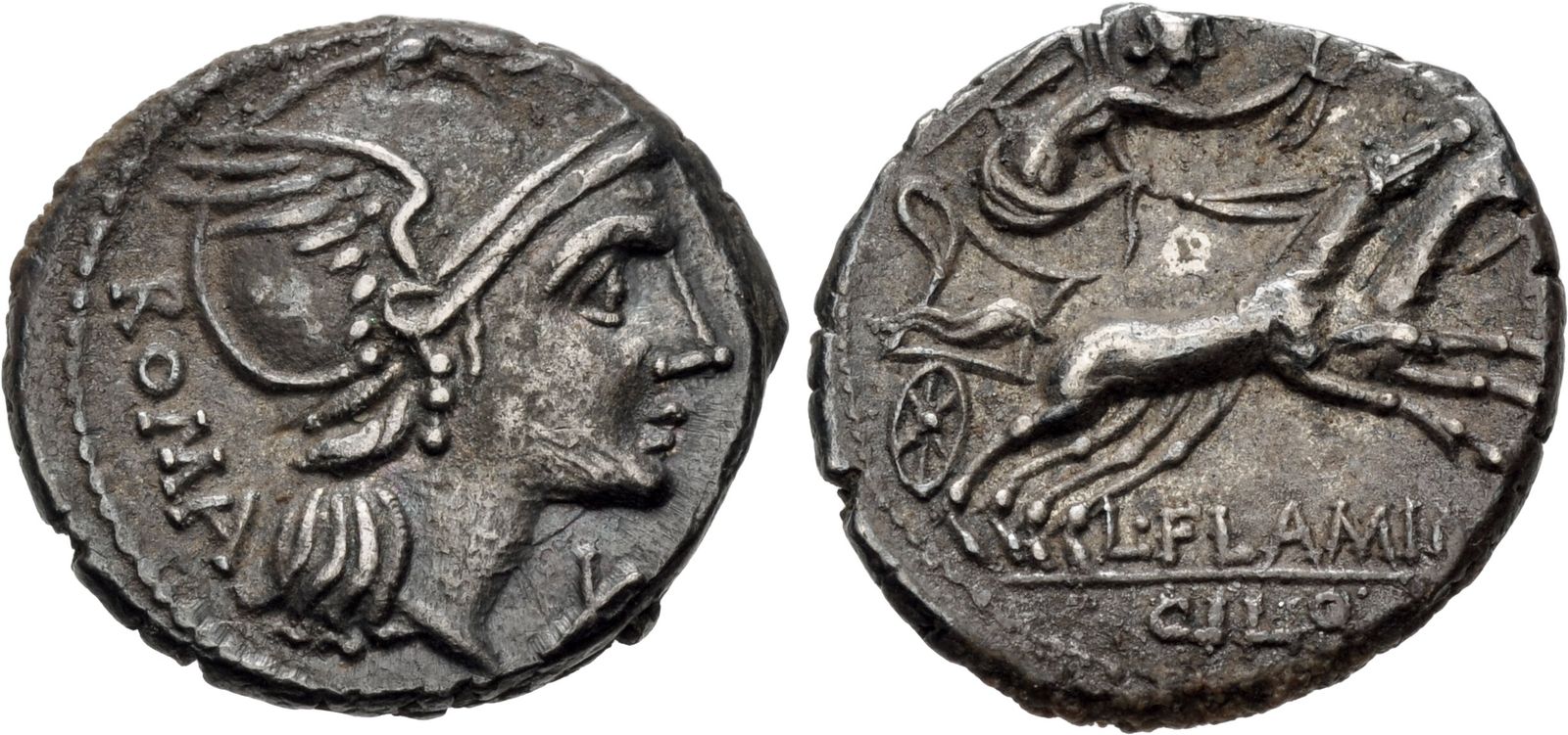 L. Flaminius Chilo. 109-108 BC. AR Denarius (18.5mm, 3.90 g, 9h). Rome ...