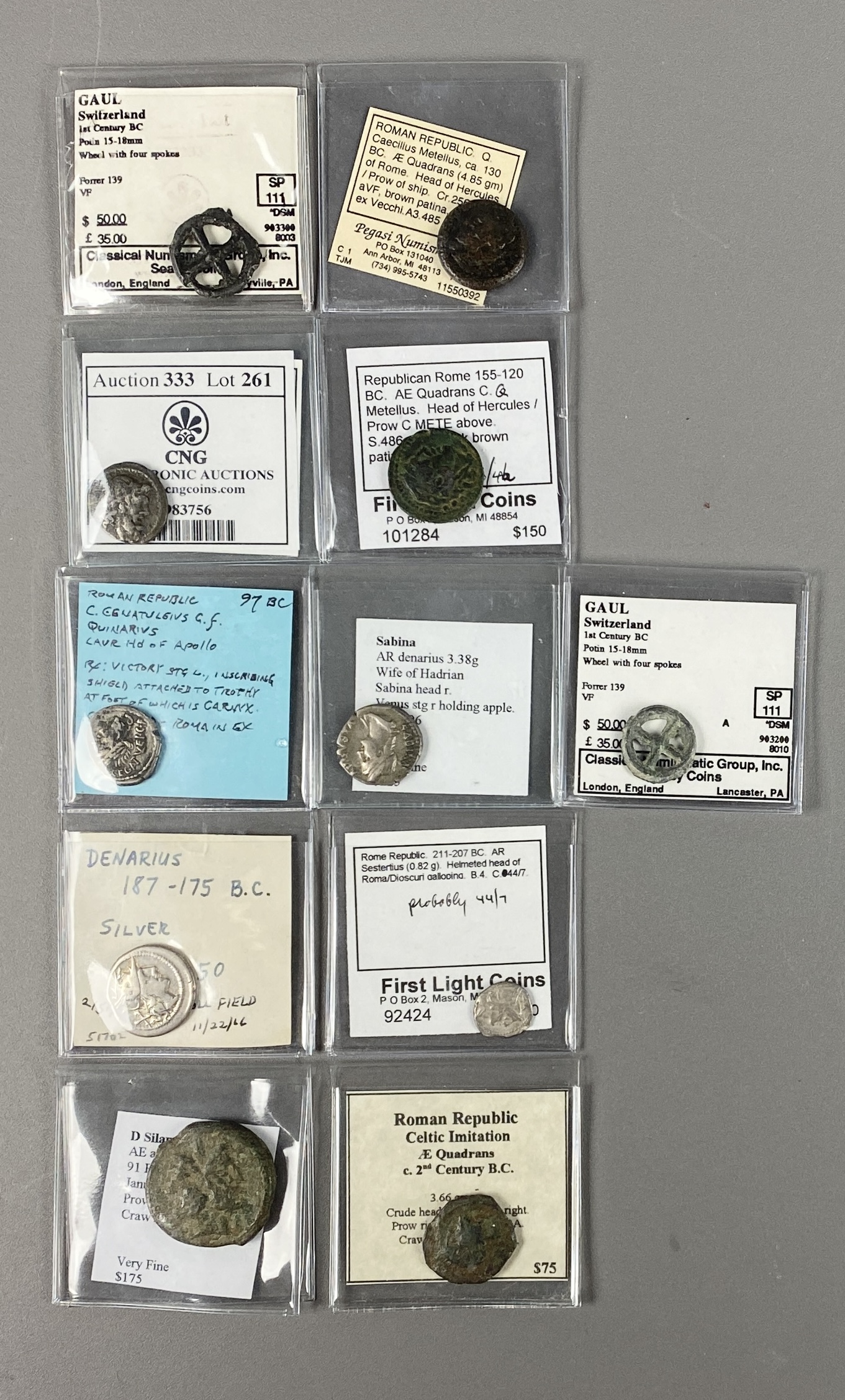 MIXED. Celtic - Roman Imperial. Lot of eleven (11) silver and bronze ...