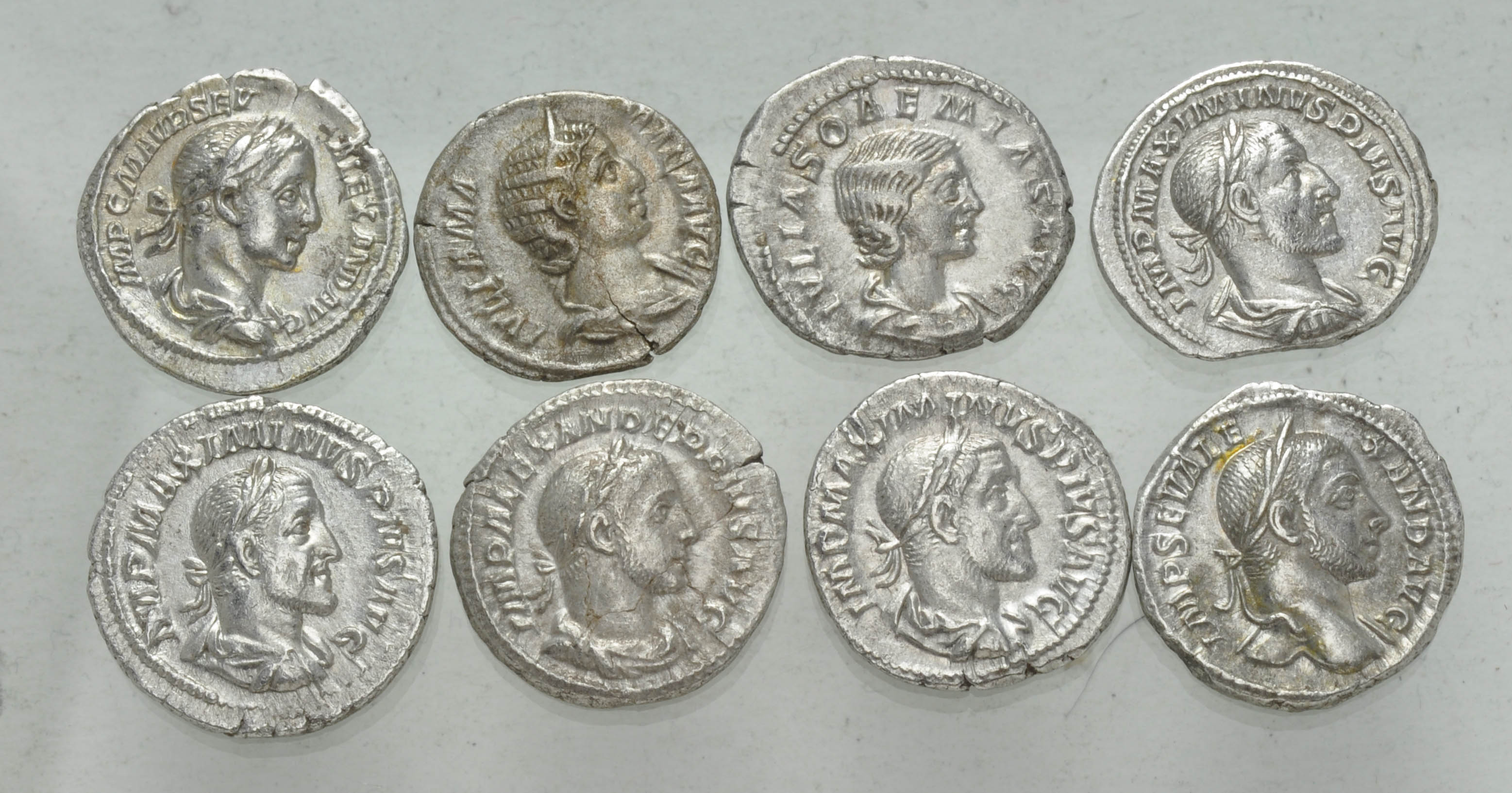 ROMAN. Imperial. Lot of eight (8) AR Denarii of Severus Alexander ...