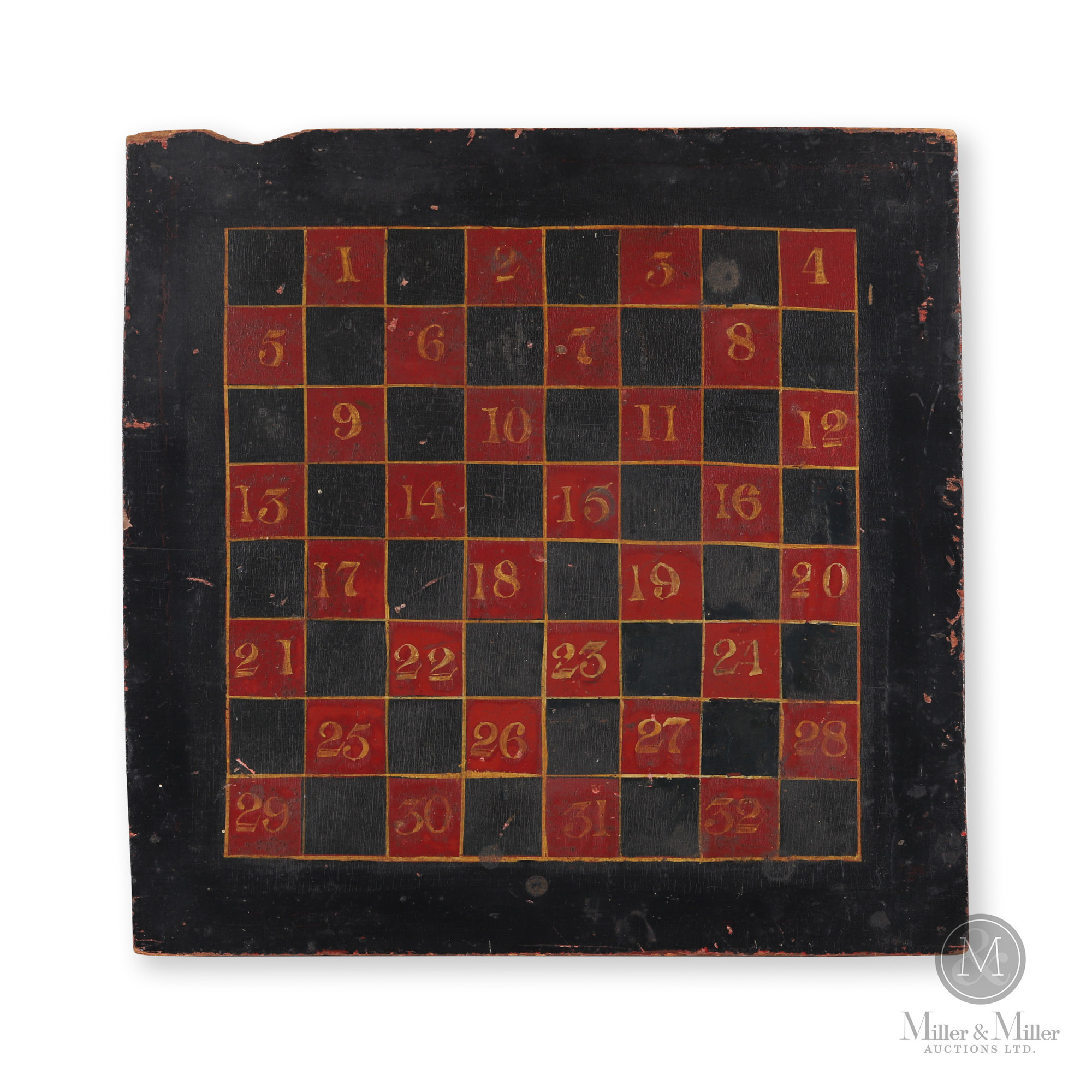 Painted Chess Board with Numbered Squares | Miller & Miller Auctions Ltd