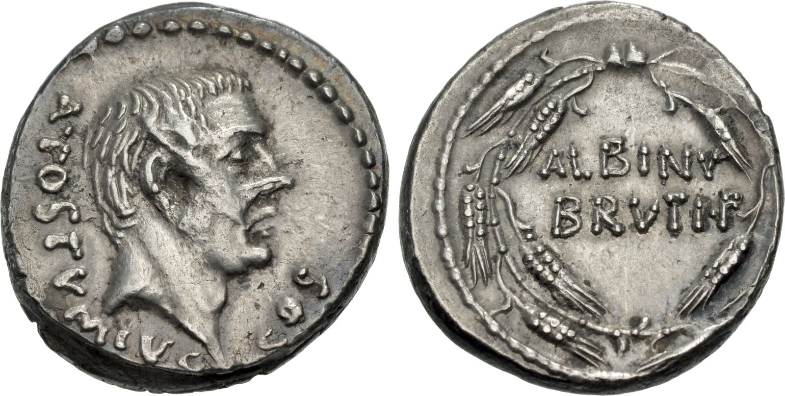 Moneyer issues of Imperatorial Rome. Albinus Bruti f. 48 BC. AR ...