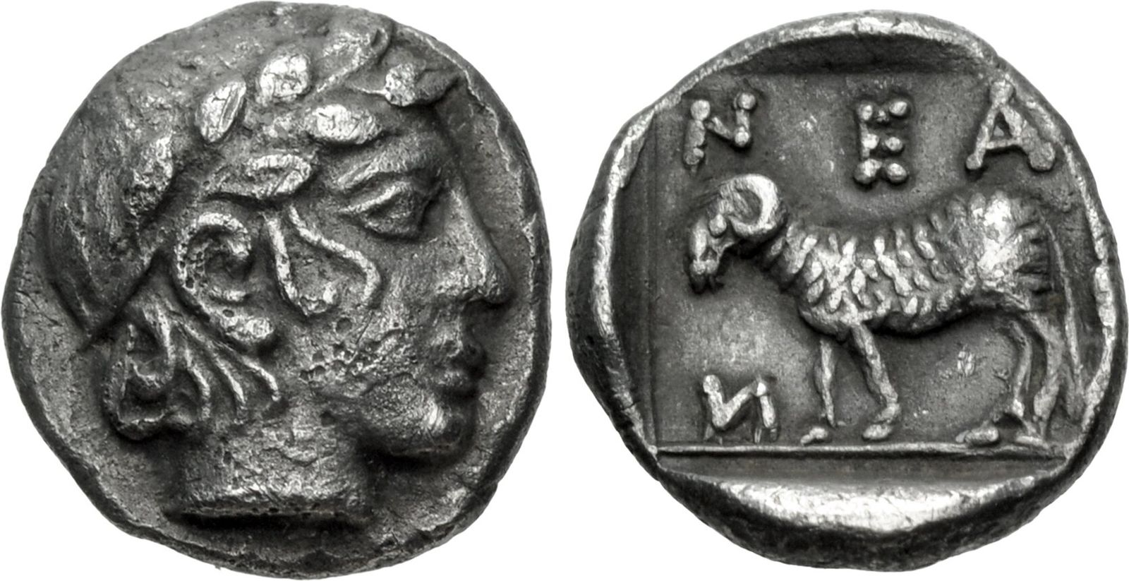TROAS, Neandria. Circa 350-340 BC. AR Obol (8mm, 0.61 g, 6h). Chian ...
