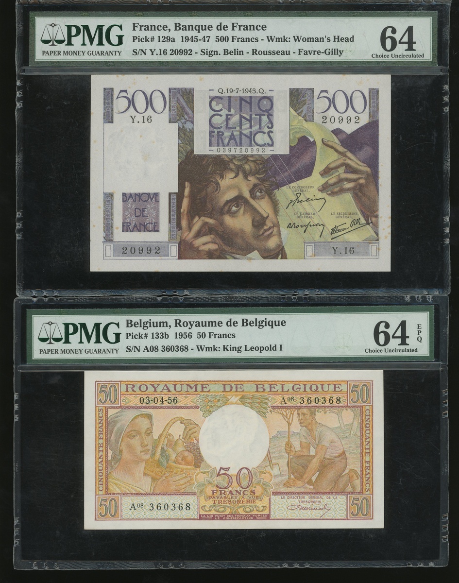 European Banknotes, a group of 4x notes, consists of Banque de France ...