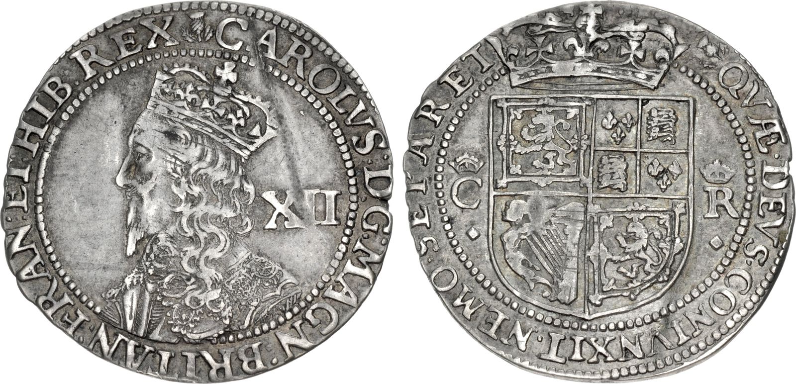 SCOTLAND. Charles I. 1625-1649. AR Twelve Shillings (33mm, 5.86 g, 6h ...