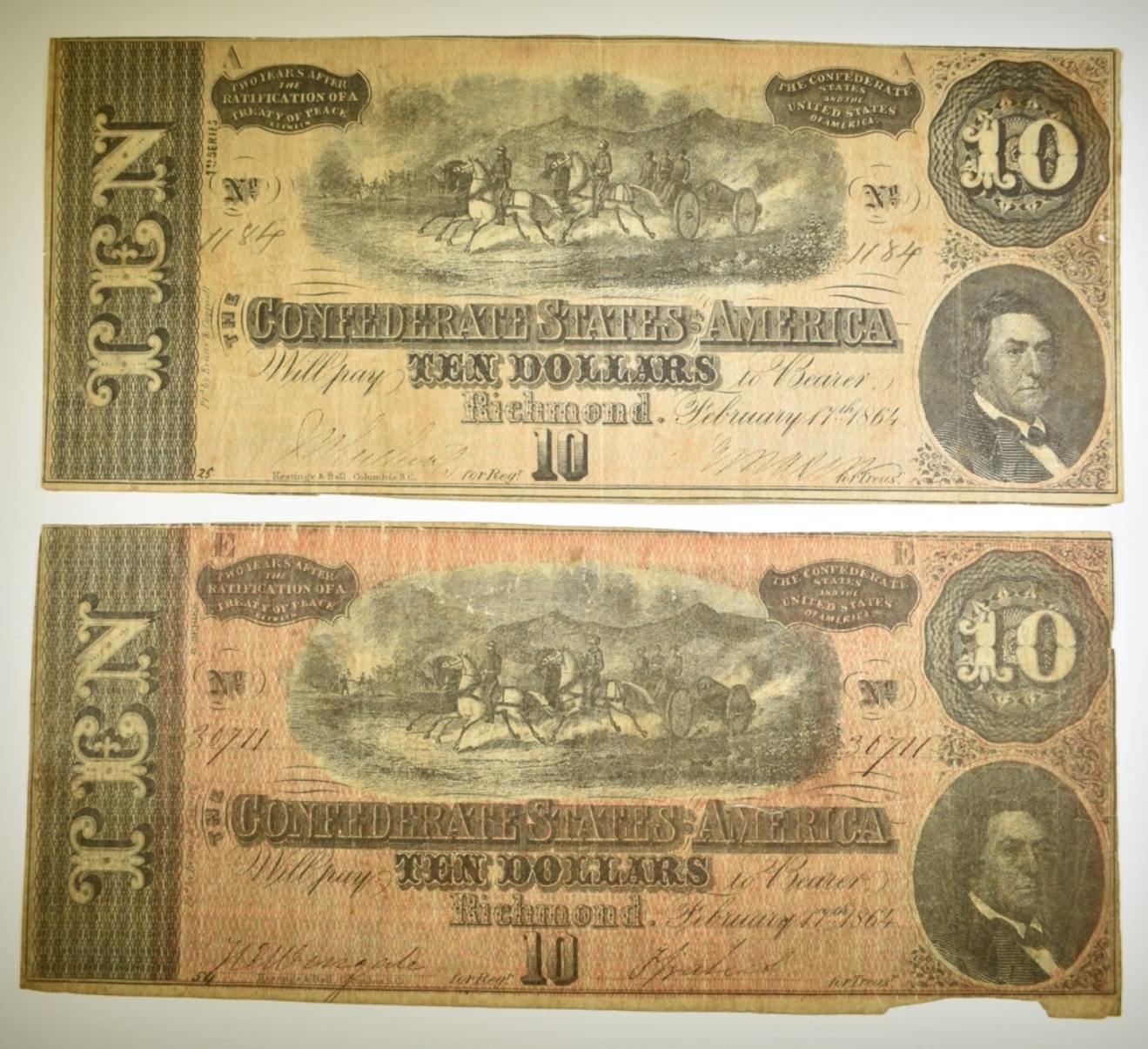 2-1864 $10 CONFEDERATE NOTES | Barnebys