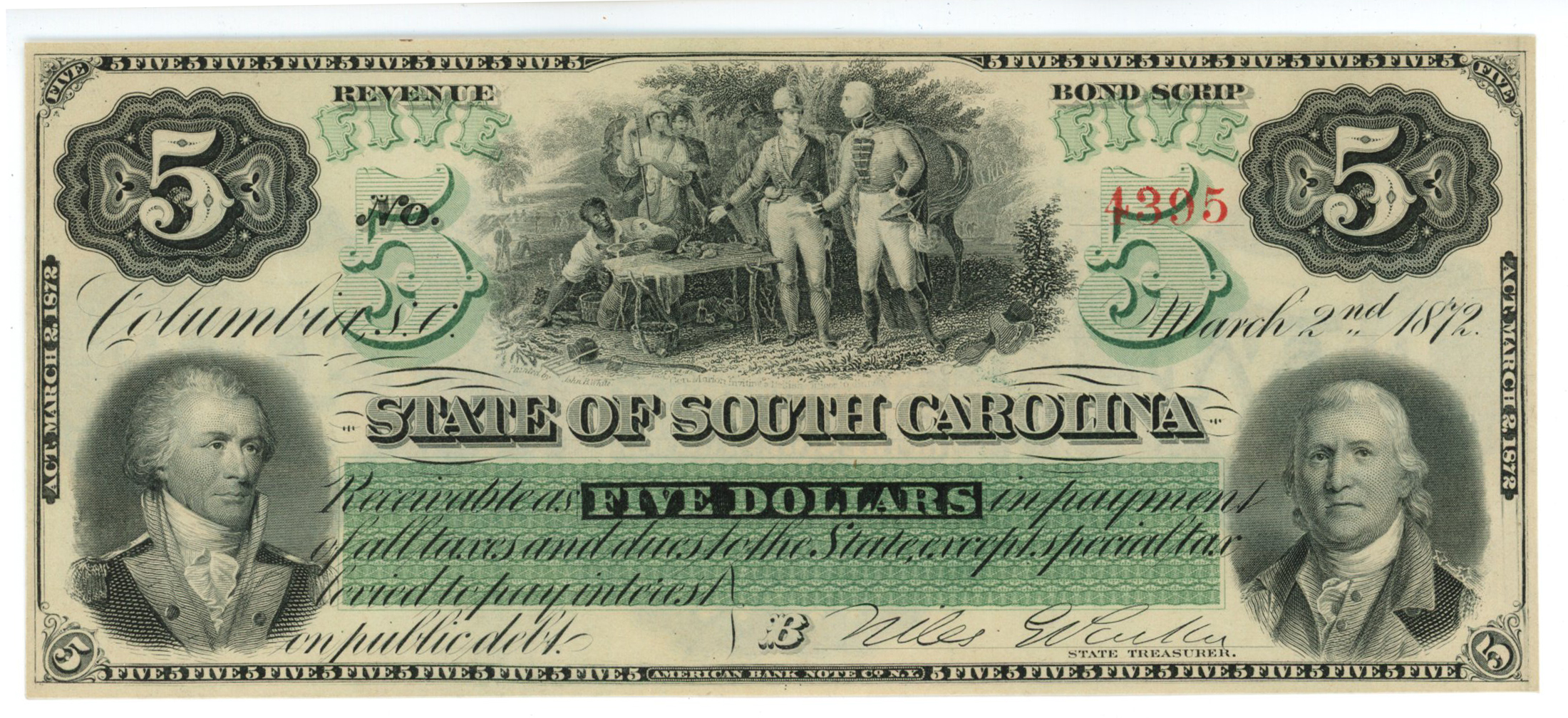 Obsolete Banknote. Columbia, South Carolina. State of South Carolina ...