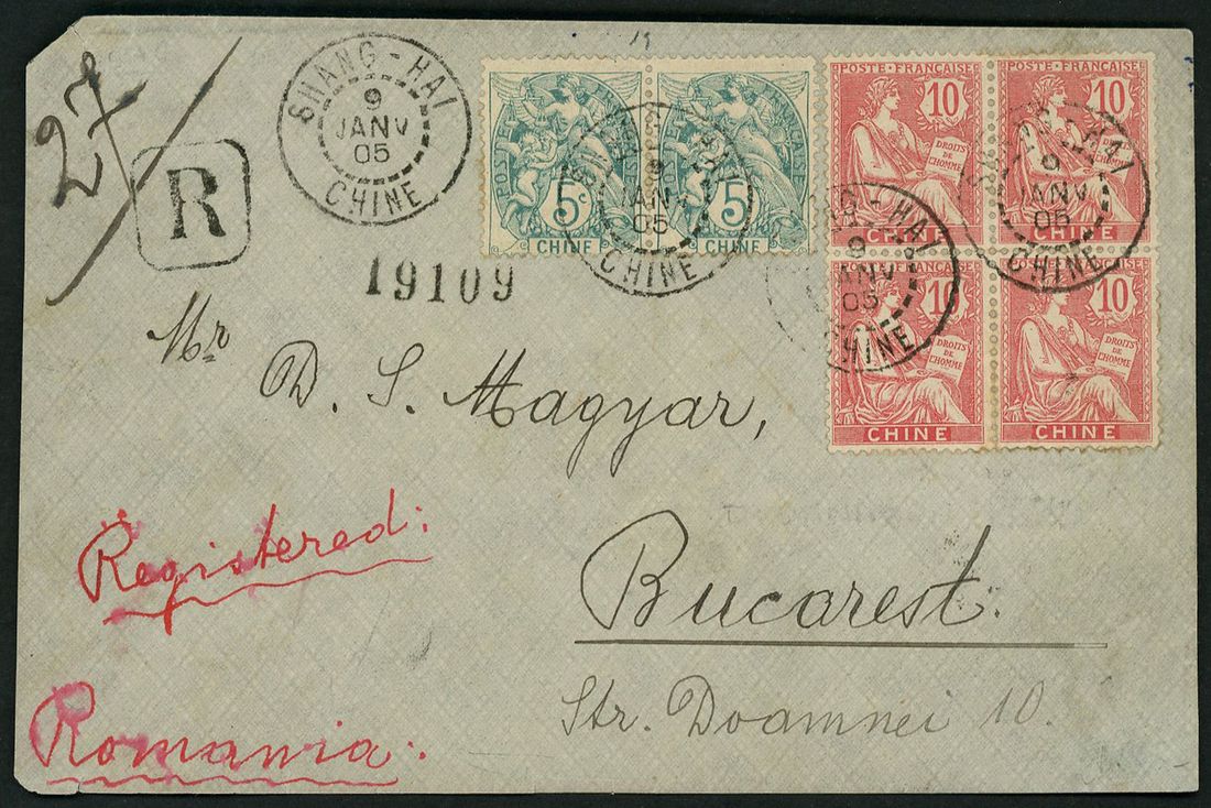 China Foreign Post Office French Post Office 1905 (9 Jan) Registered ...