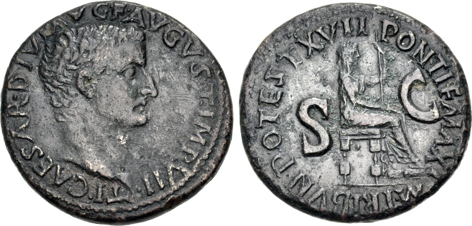Tiberius. AD 14-37. Æ As (27.5mm, 10.70 g, 10h). Rome mint. Struck AD ...