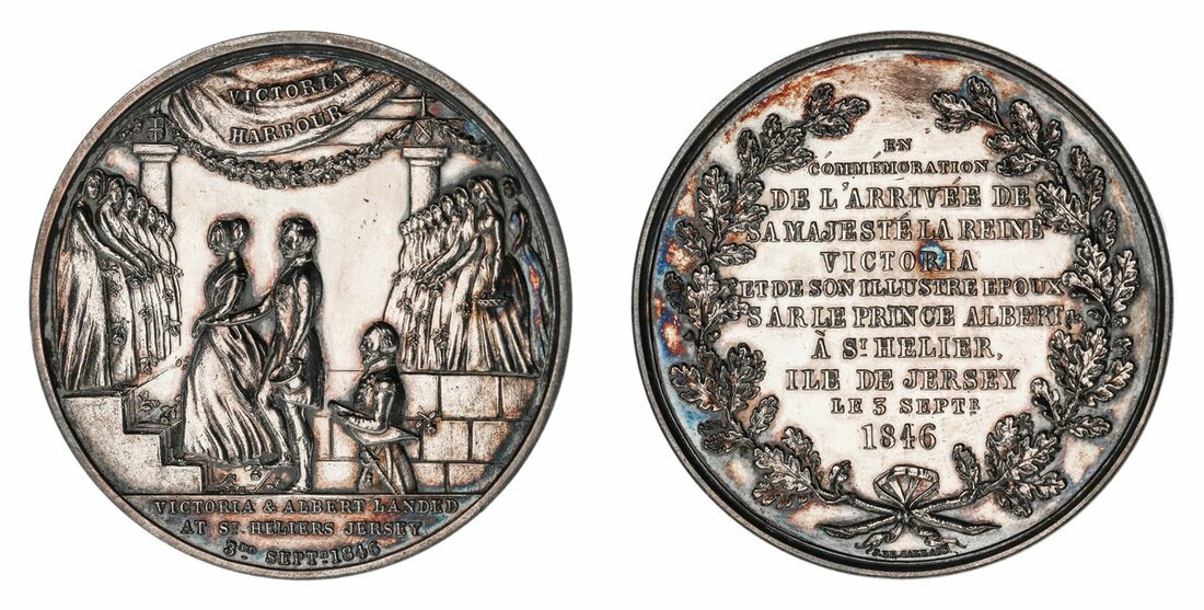 Victoria and Prince Albert, Royal Visit to Jersey, AR Medal, 1846, by J ...