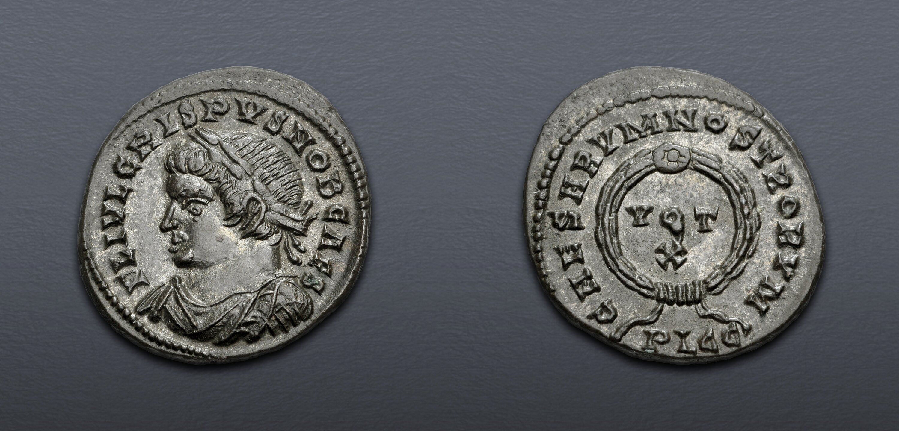 Crispus. Caesar, AD 316-326. Æ Follis (18mm, 3.43 g, 12h). Lugdunum ...