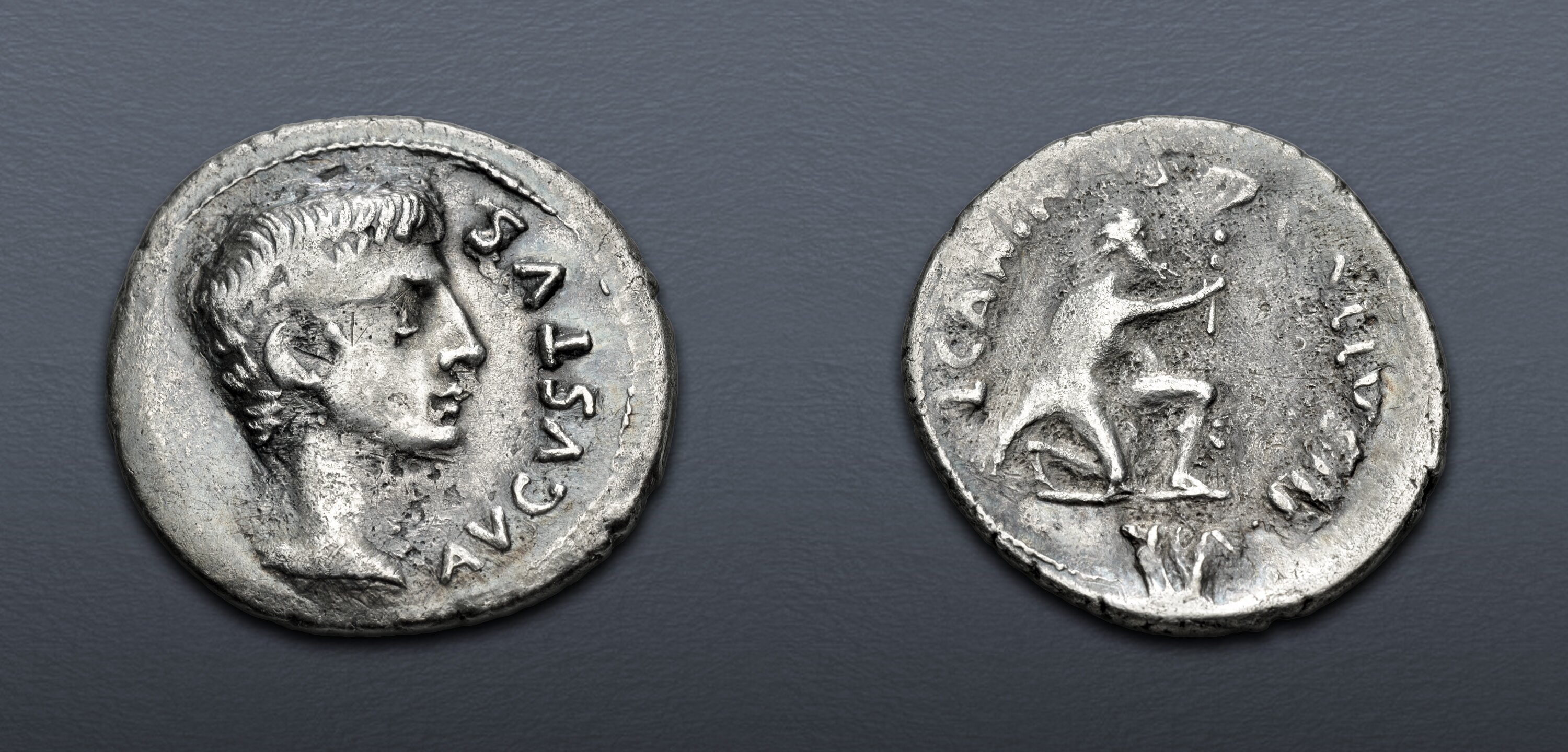 Augustus. 27 BC-AD 14. AR Denarius (21mm, 3.57 g, 4h). Rome mint; L ...