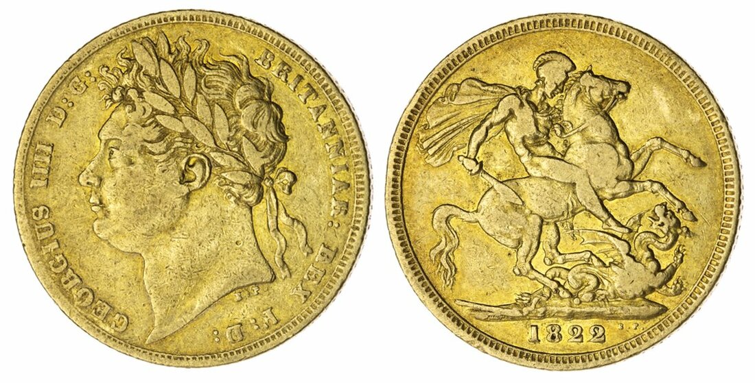 George IV (1820-1830), Sovereign, 1822, Type 1, laureate head left, rev ...