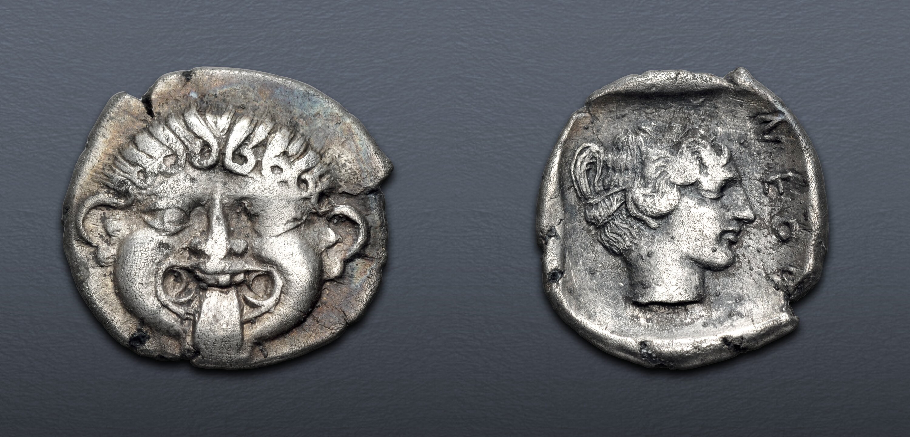 MACEDON, Neapolis. Circa 375-350 BC. AR Hemidrachm (14.5mm, 1.81 g, 9h ...