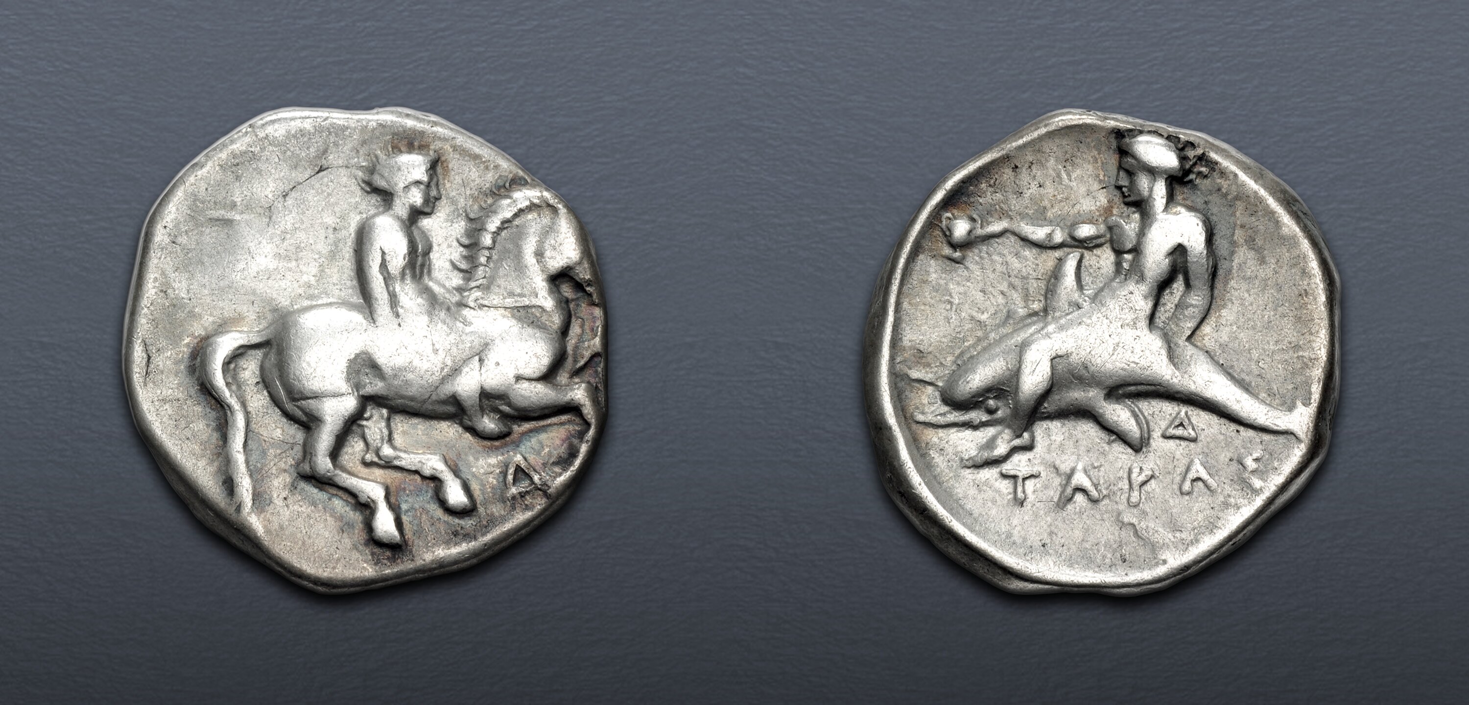 CALABRIA, Tarentum. Circa 365-355 BC. AR Nomos (19.5mm, 7.71 g, 6h). VF ...