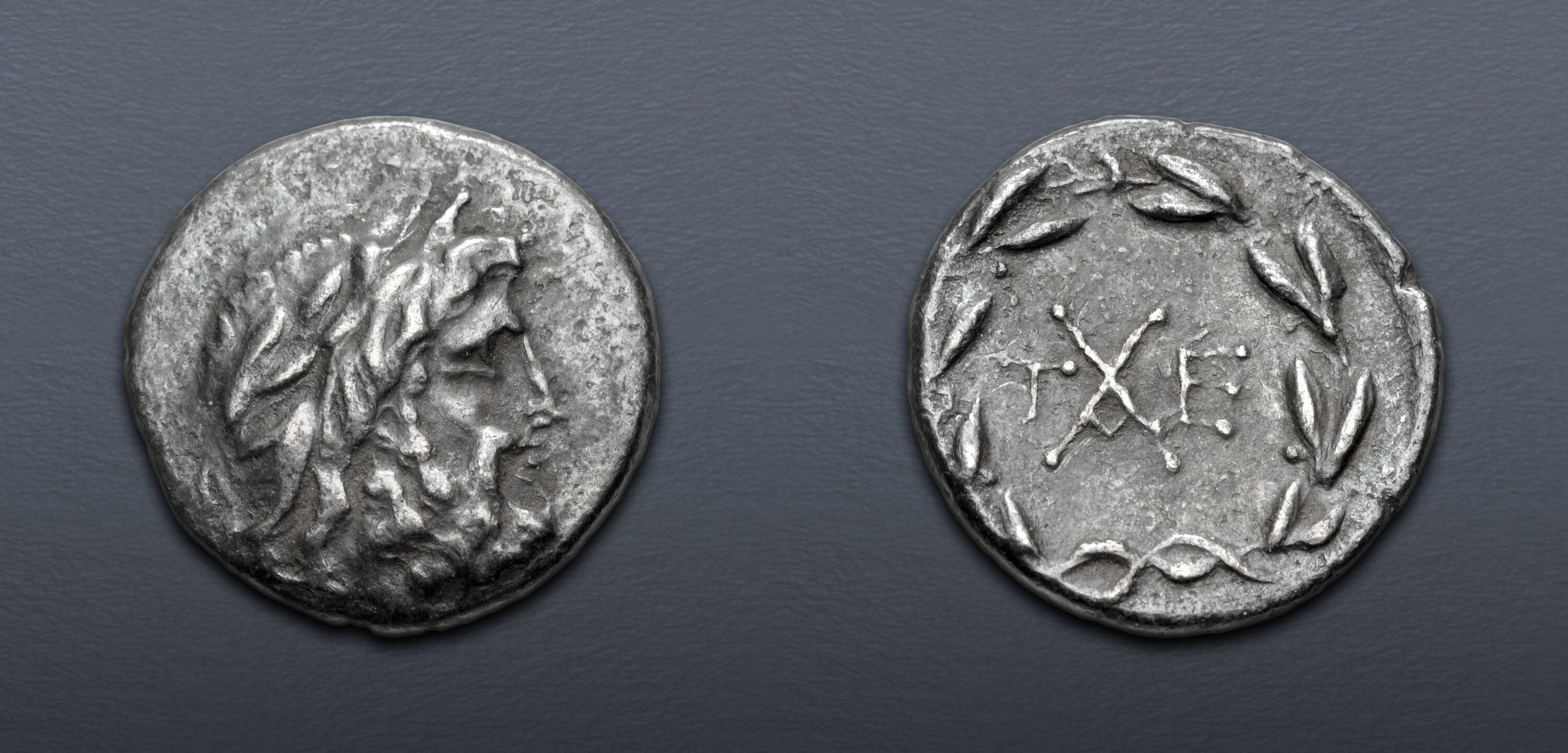 ACHAIA, Achaian League. Tegea. Early 1st century BC. AR Triobol ...