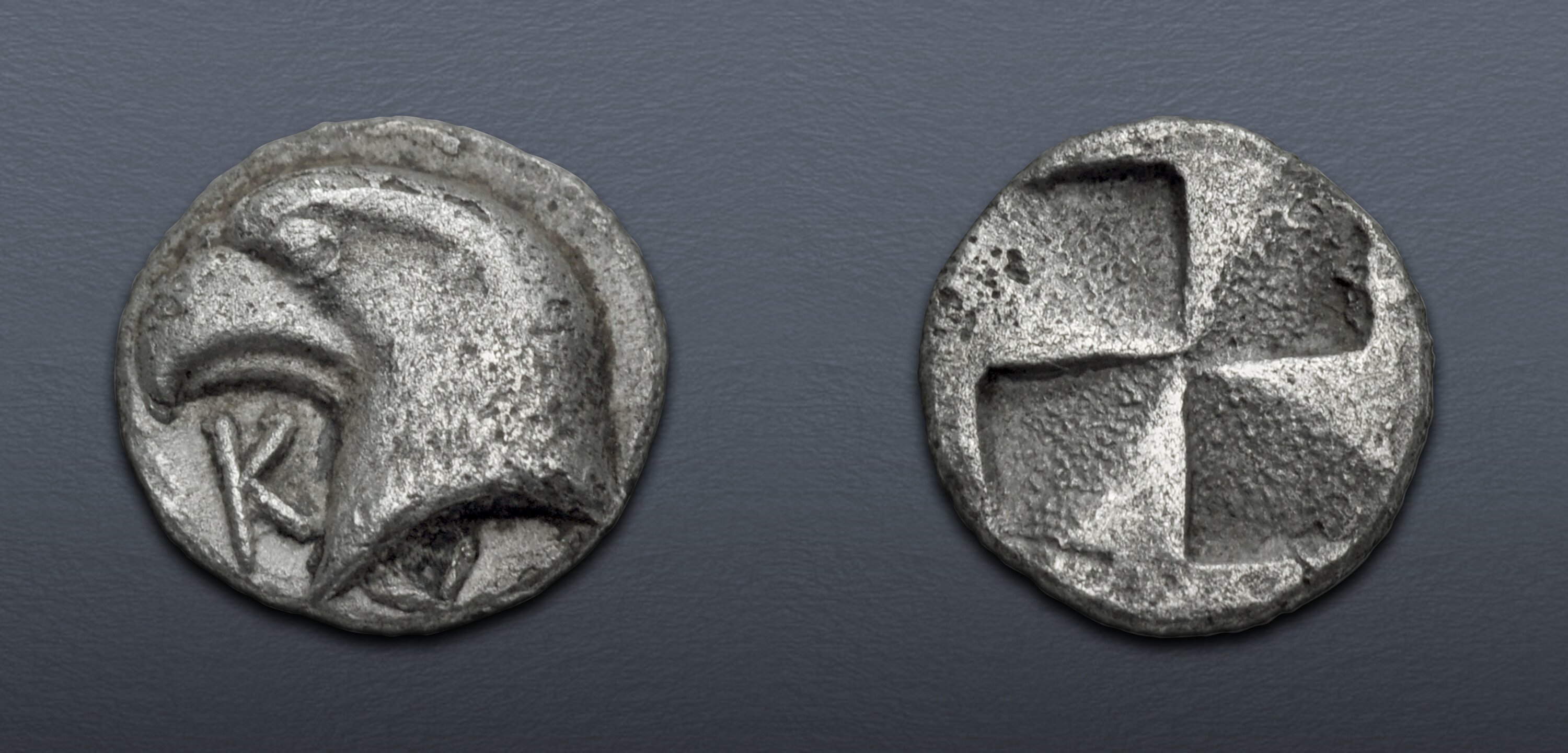 AEOLIS, Kyme. Circa 450-400 BC. AR Hemiobol (7.5mm, 0.46 g). Good VF ...