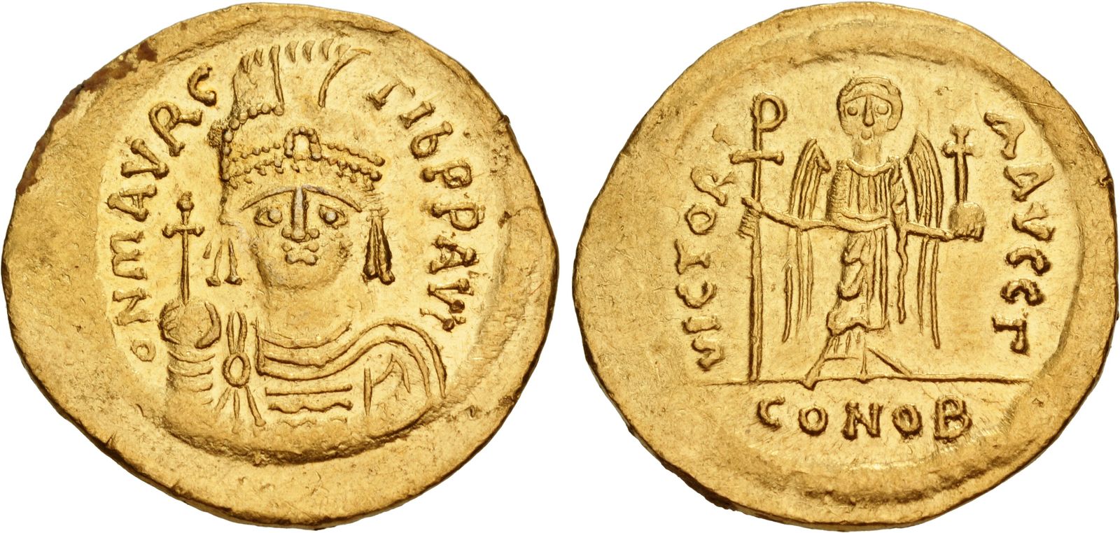 Maurice Tiberius. 582-602. AV Solidus (20.5mm, 4.50 g, 7h ...