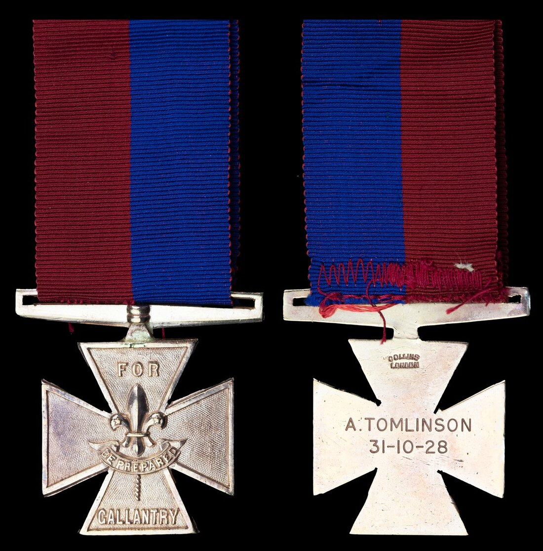 The Scouting Gilt Cross for gallantry awarded to Scout A. Tomlinson ...