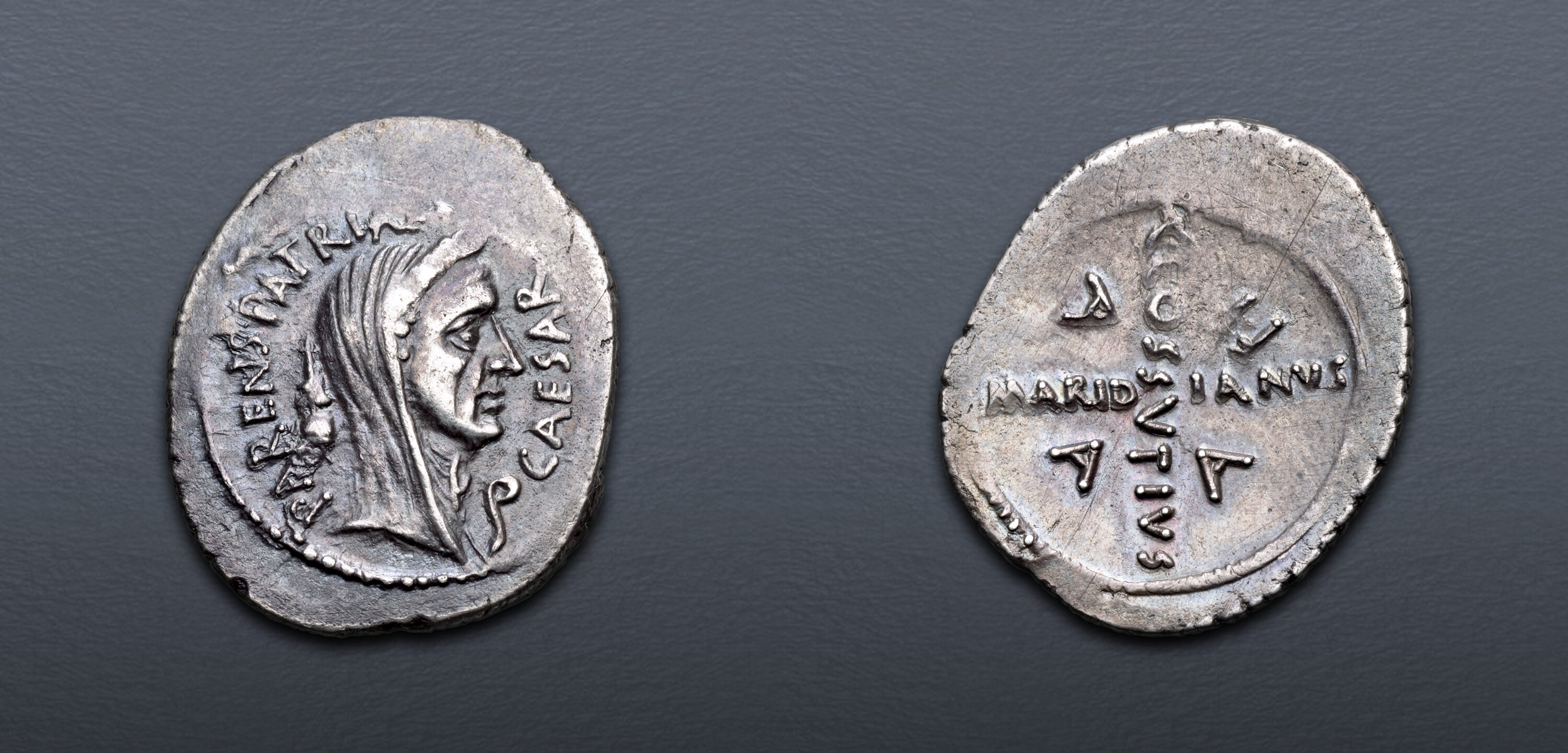 The Caesarians. Julius Caesar. April 44 BC. AR Denarius (19mm, 3.98 g ...