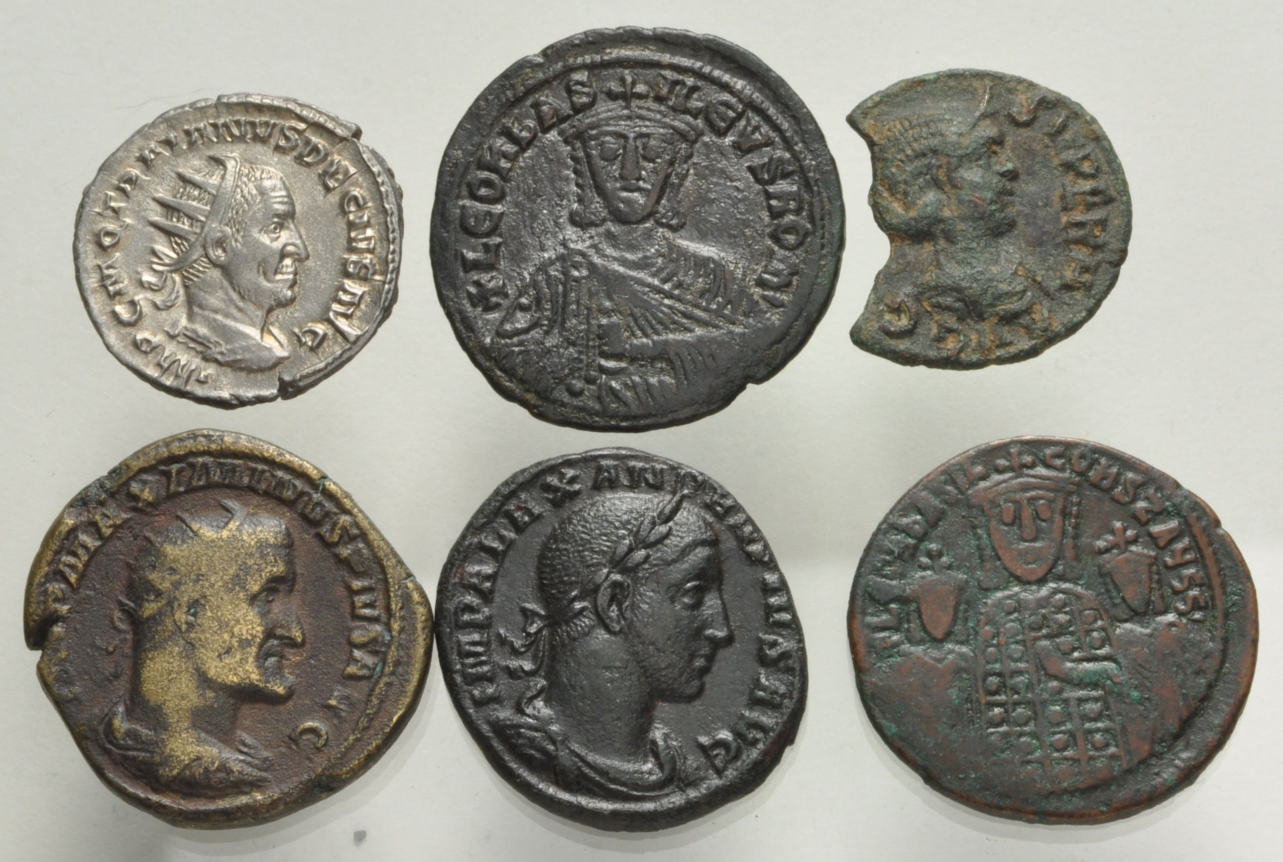 MIXED. Roman Provincial - Byzantine. Lot of six (6) mostly bronze ...
