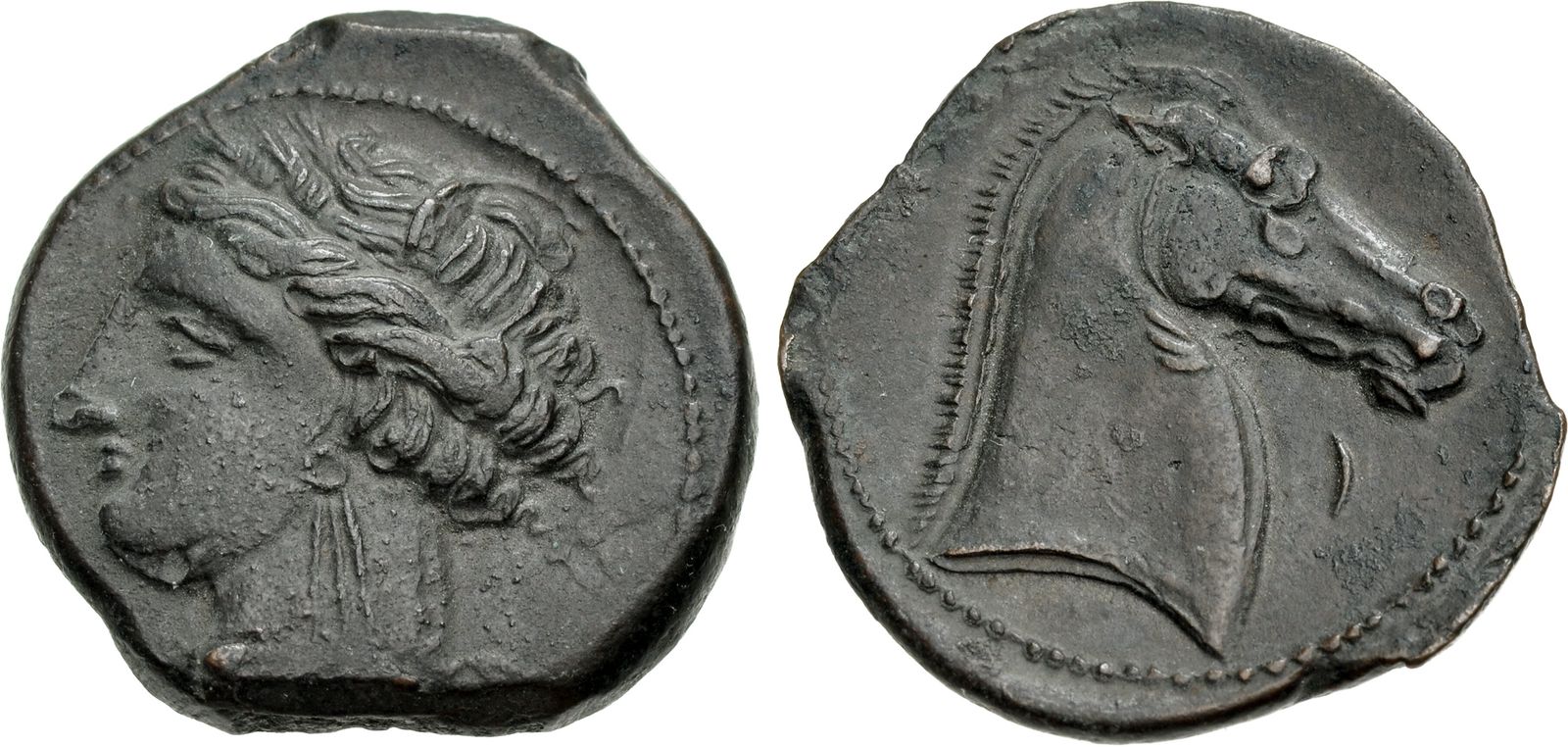 CARTHAGE. Circa 300-264 BC. Æ Shekel(?) (19mm, 4.83 g, 8h). Carthage or ...