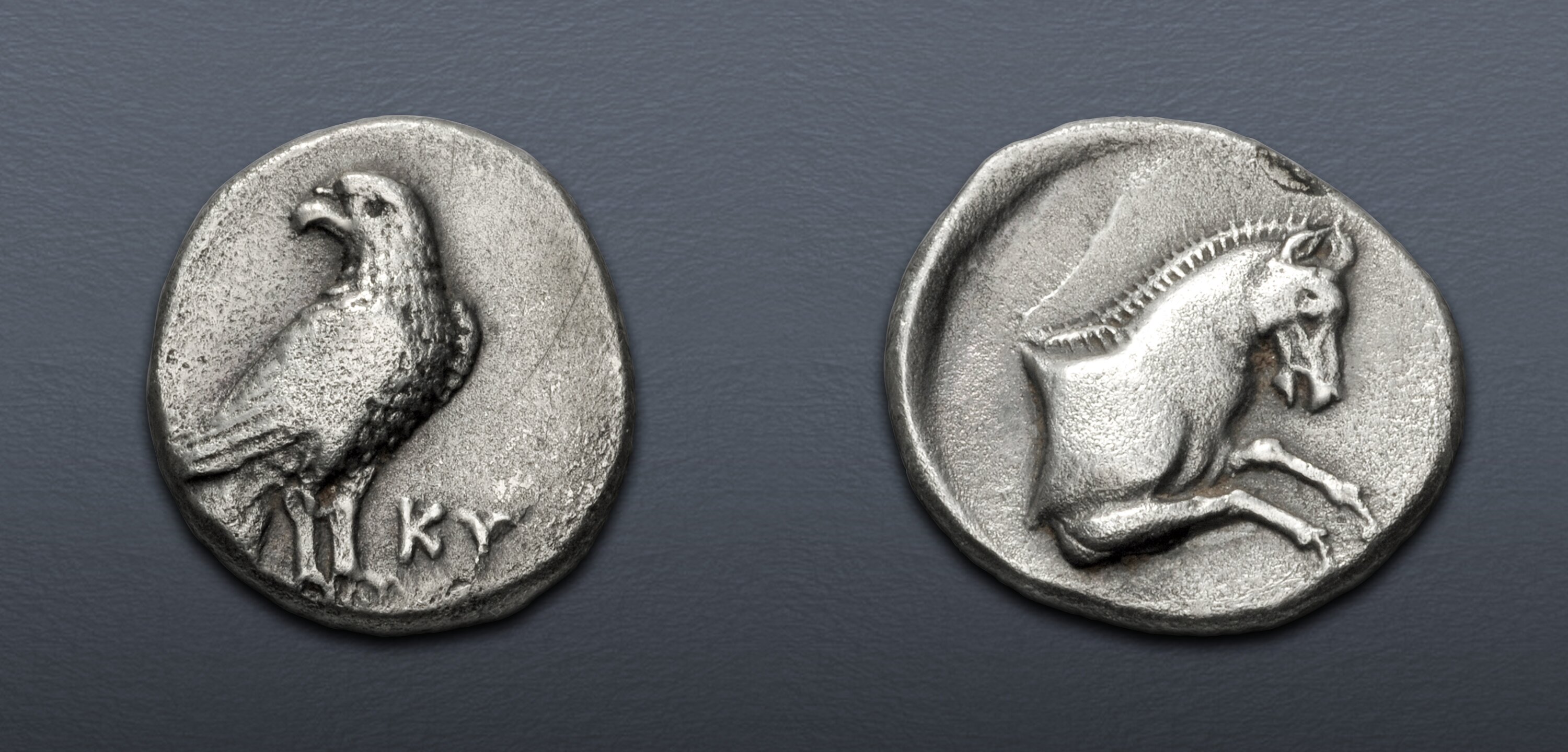 AEOLIS, Kyme. Circa 350-300 BC. AR Drachm (13mm, 2.68 g, 7h). Chian ...