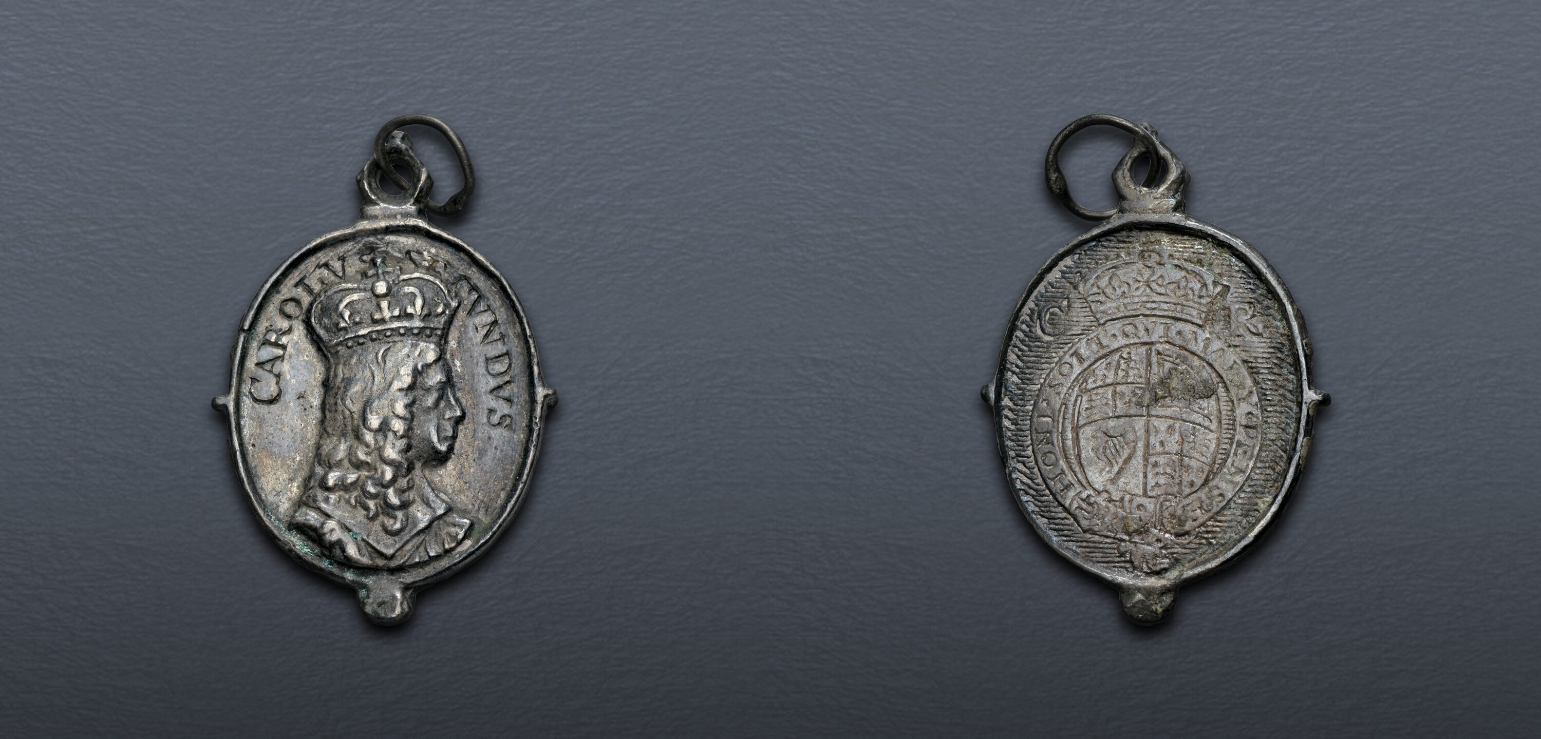 STUART. Charles II. 1660-1685. Cast AR Badge (21x31mm, 4.19 g, 12h). VF ...