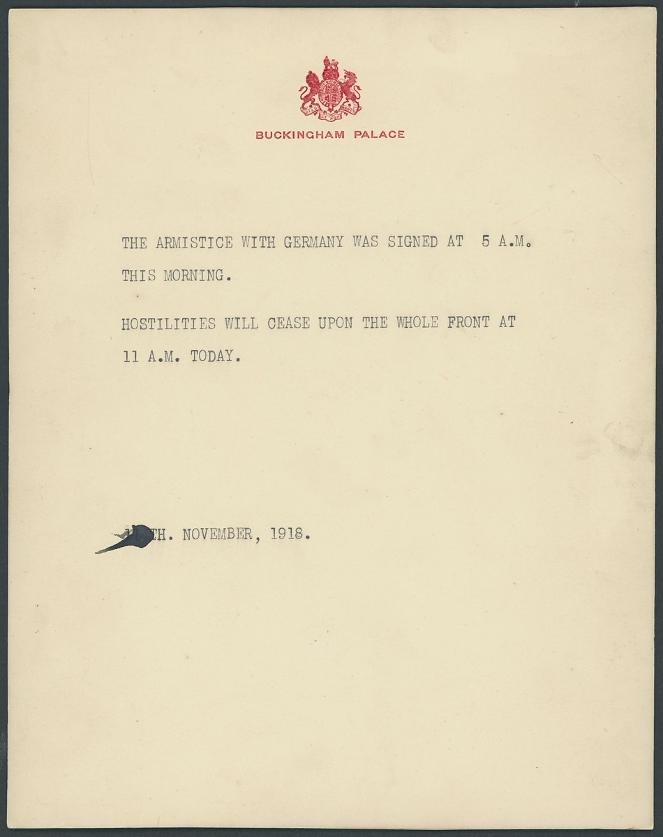 Great Britain World War I Surrender 1918 (11 November) highly dramatic ...