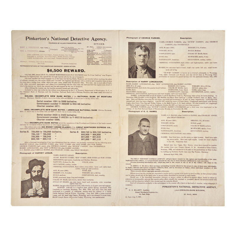 [Wild West] Rare Wanted Poster for Butch Cassidy and the Sundance Kid ...