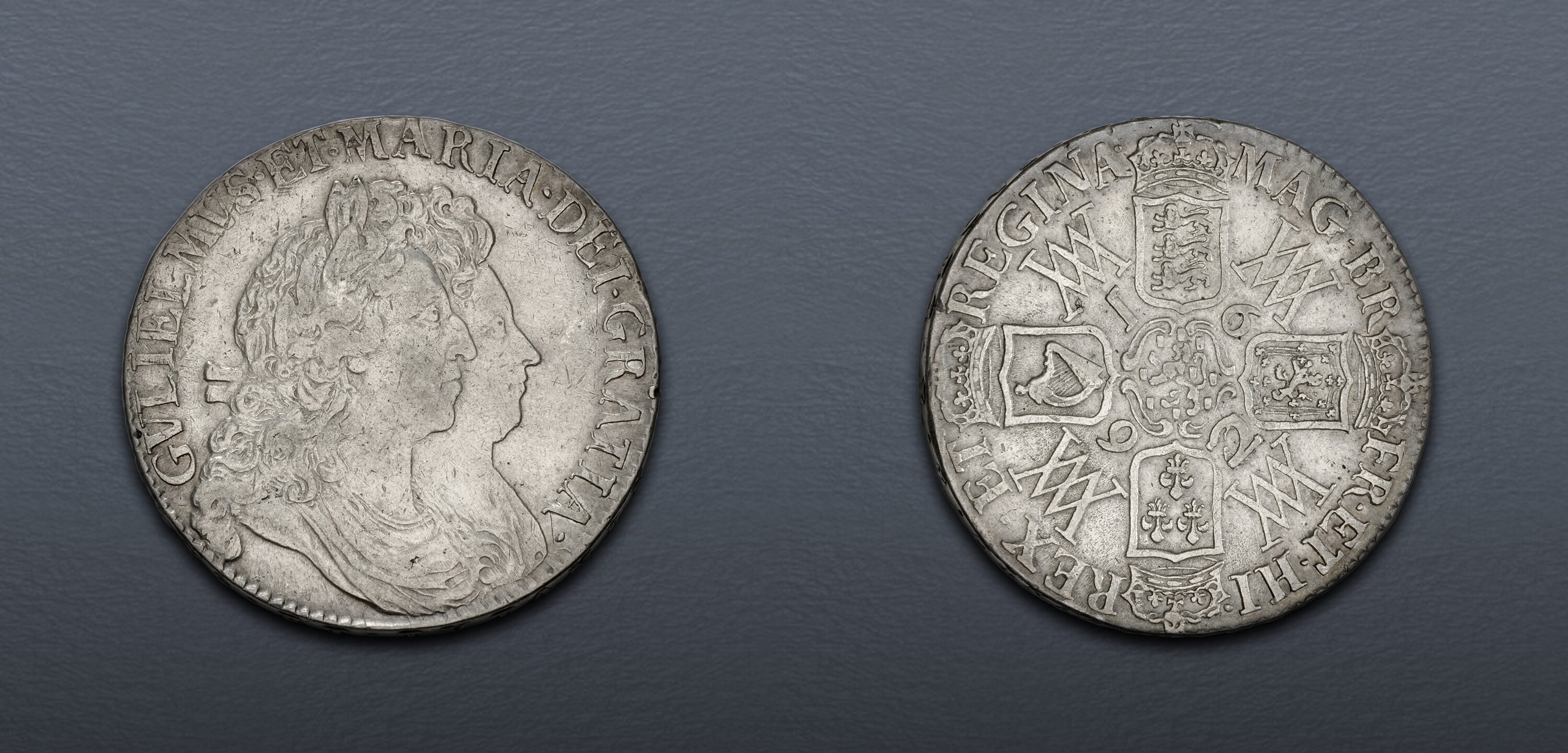 STUART (ORANGE). William III & Mary. 1688-1694. AR Crown. Dated 1692 ...