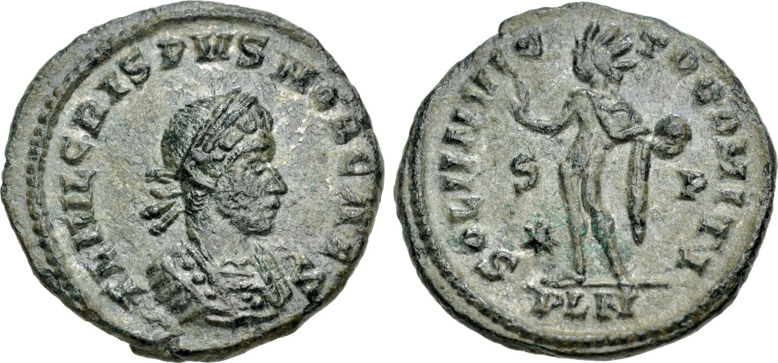 Crispus. Caesar, AD 316-326. Æ Follis (19.5mm, 3.35 g, 6h). Londinium ...
