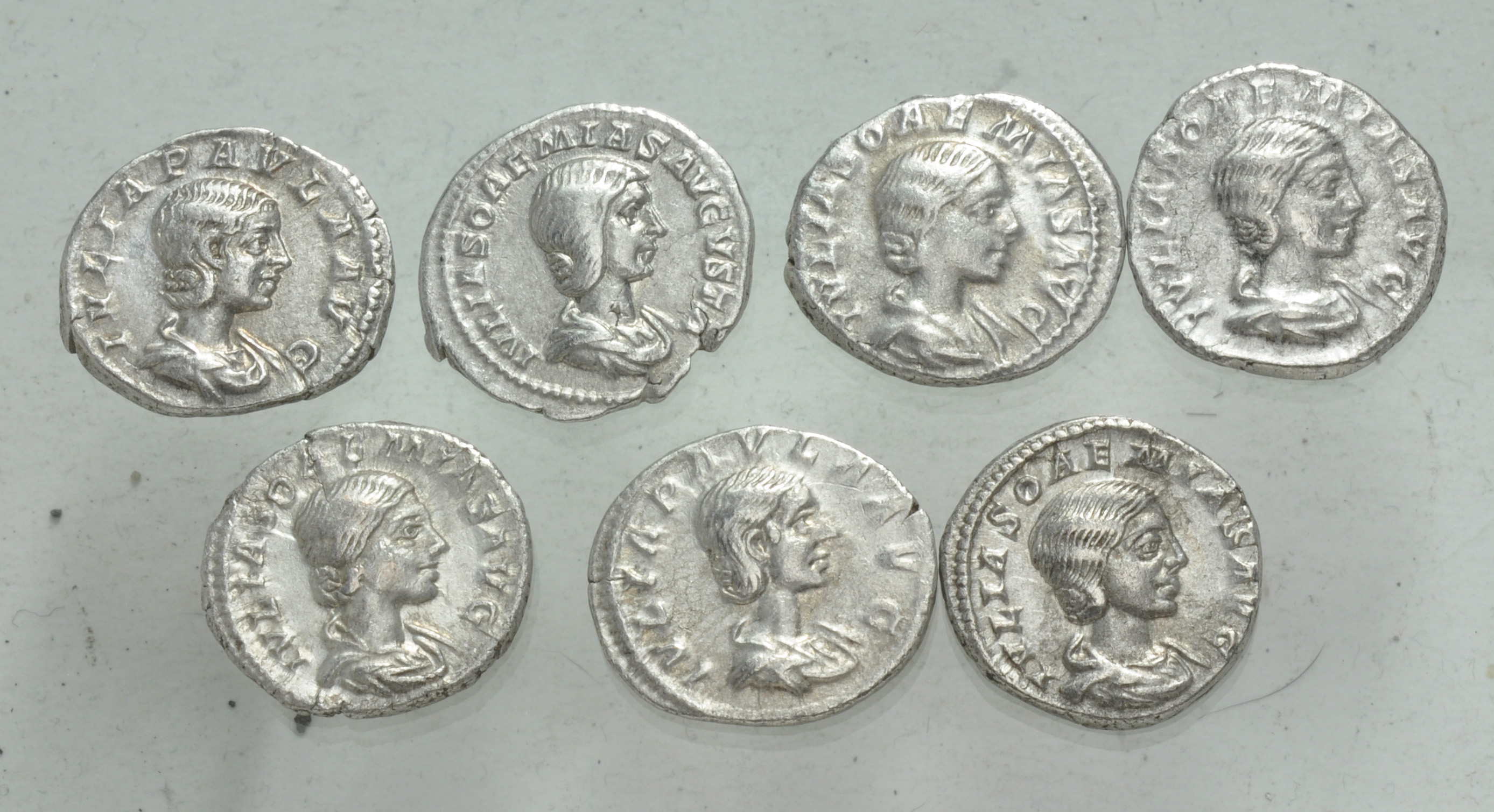 ROMAN. Imperial. Lot of seven (7) AR Denarii of Julia Soaemias and ...