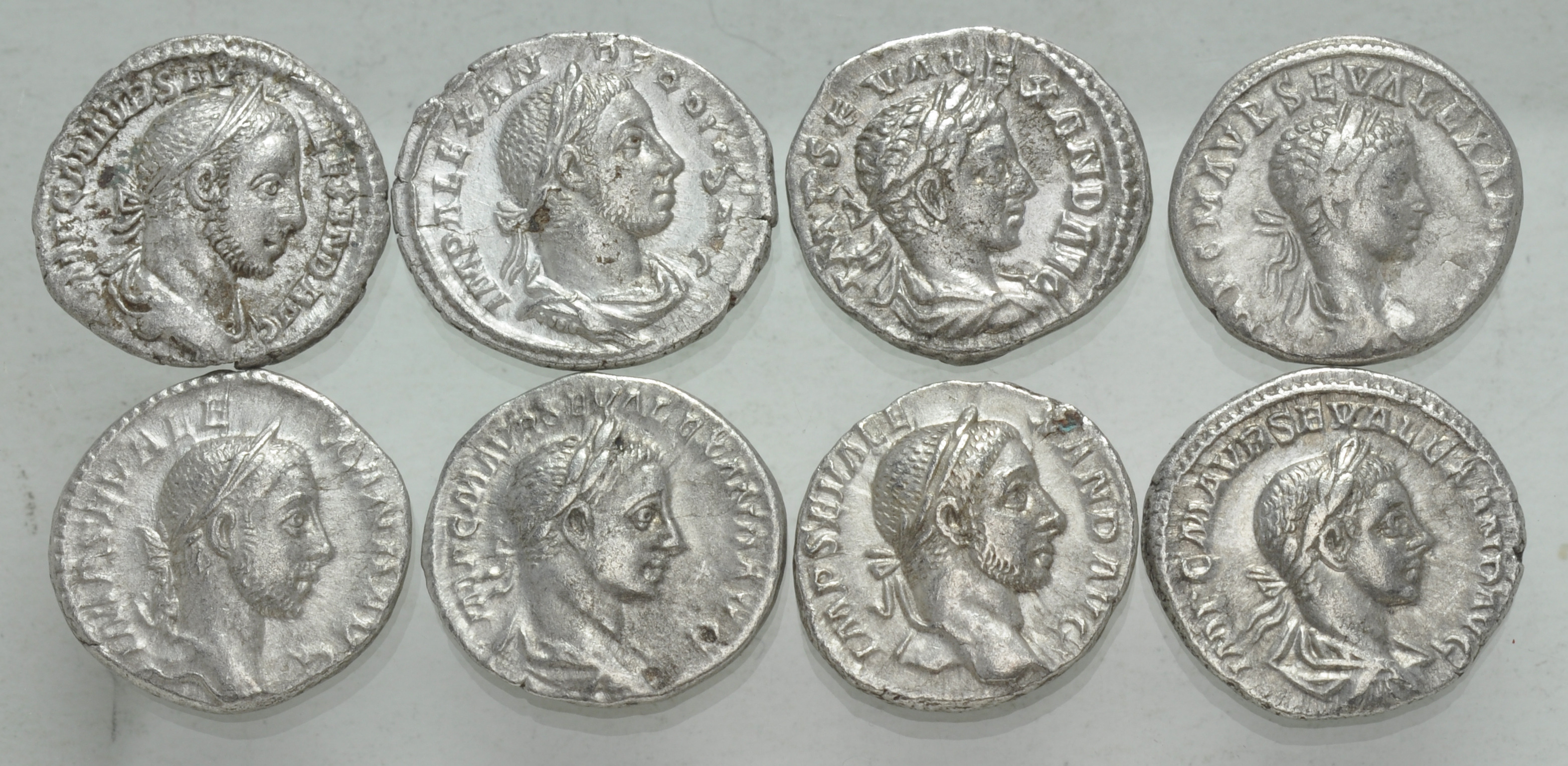ROMAN. Imperial. Lot of eight (8) AR Denarii of Severus Alexander ...