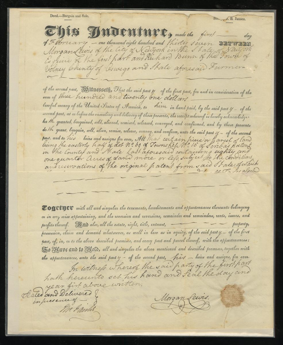 Lewis, Morgan (1754-1844). American lawyer, politician and military ...