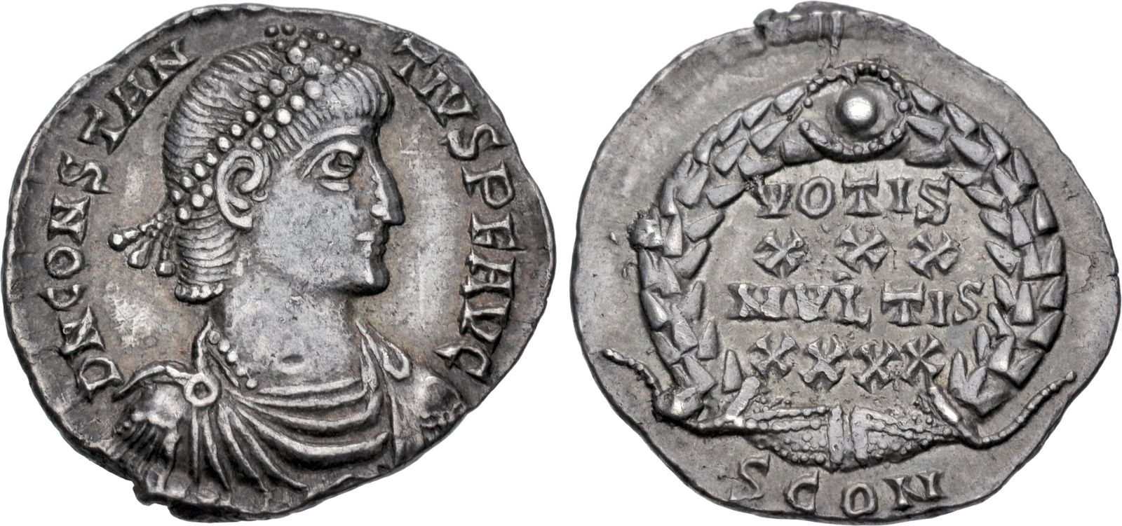 Constantius II. AD 337-361. AR Siliqua (17.5mm, 2.11 g, 6h). Arelate ...