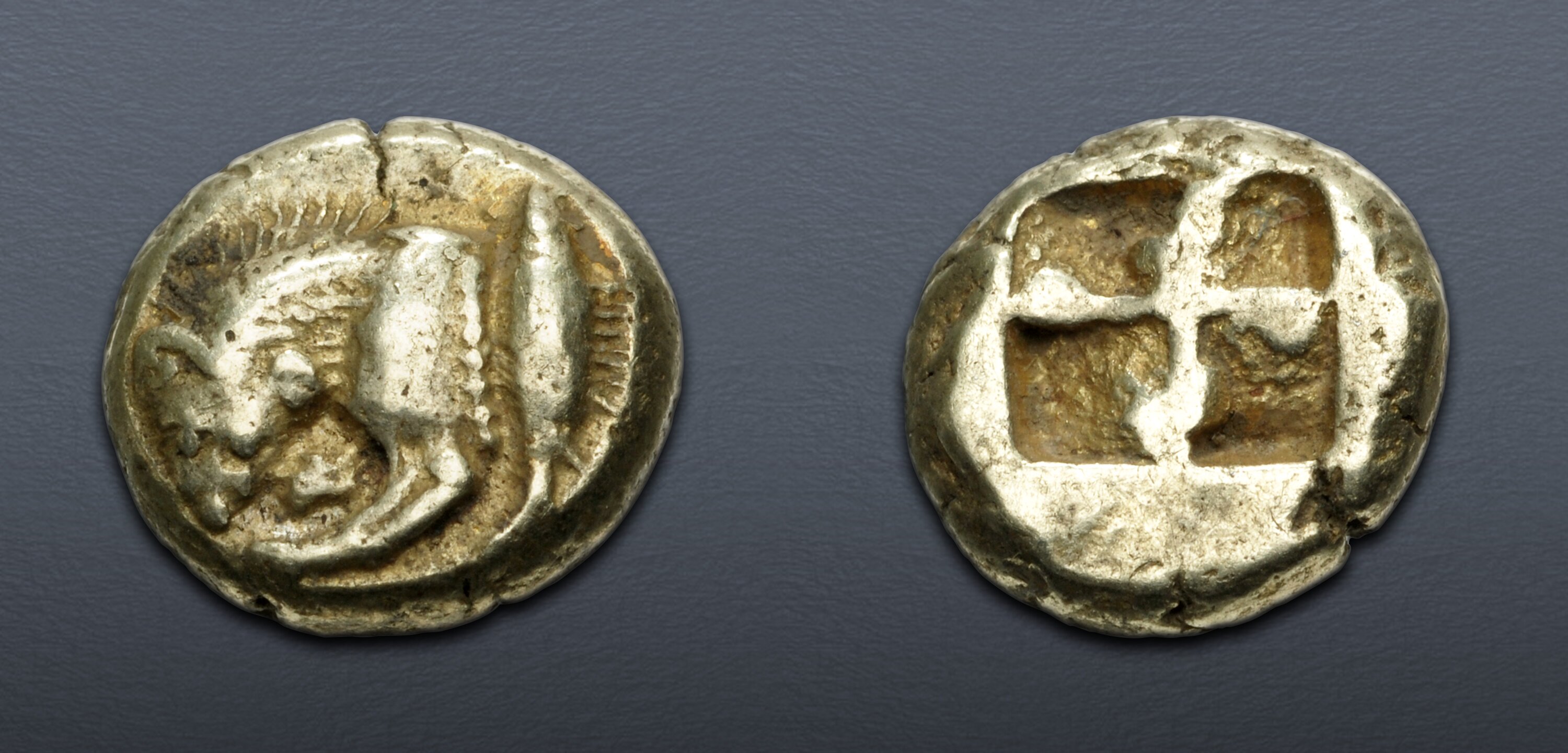 MYSIA, Kyzikos. Circa 550-450 BC. EL Hemihekte – Twelfth Stater (8.5mm ...