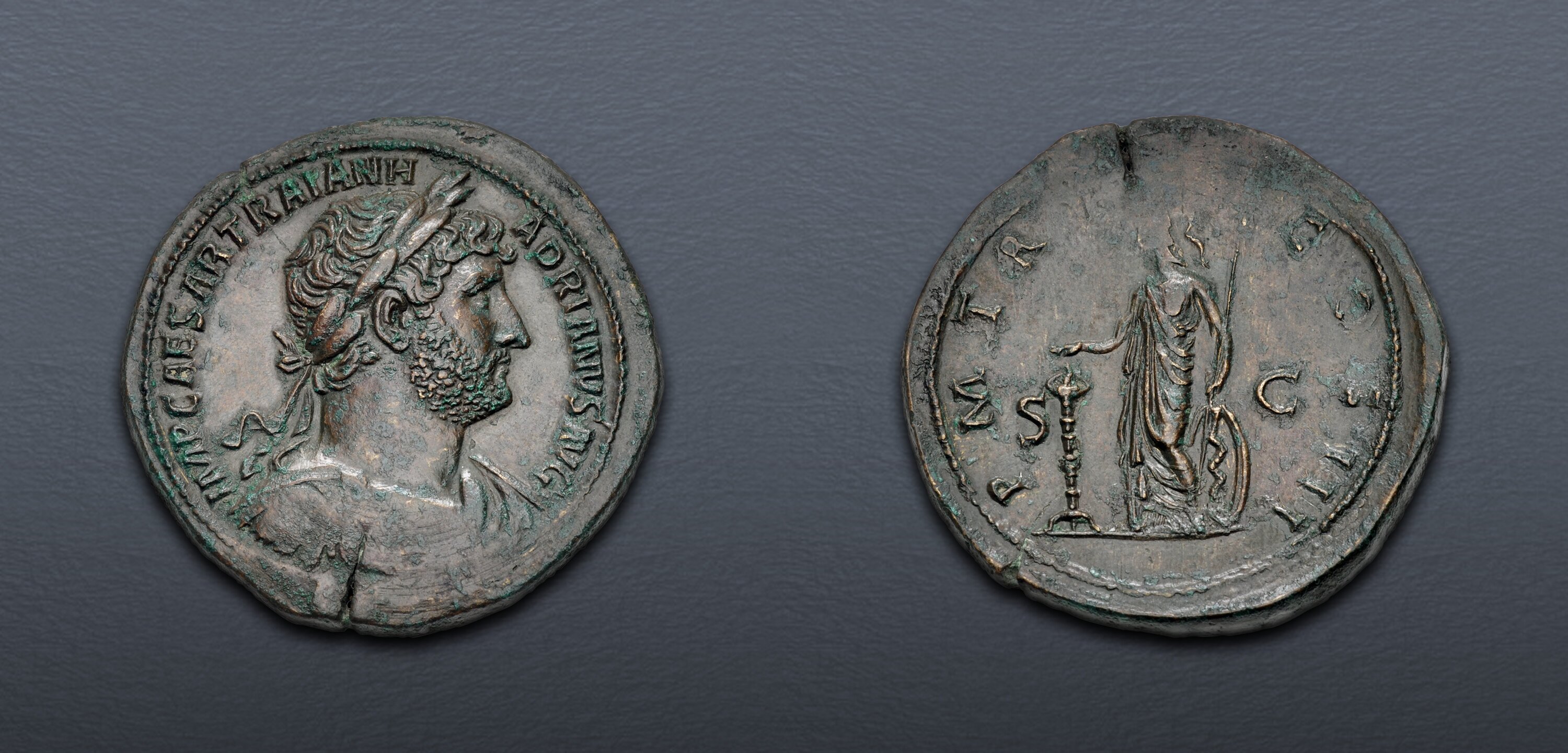Hadrian. AD 117-138. Æ Sestertius (36mm, 29.87 g, 6h). Rome mint ...
