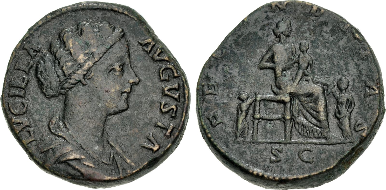 Lucilla. Augusta, AD 164-169. Æ Sestertius (29mm, 27.66 g, 12h). Rome ...
