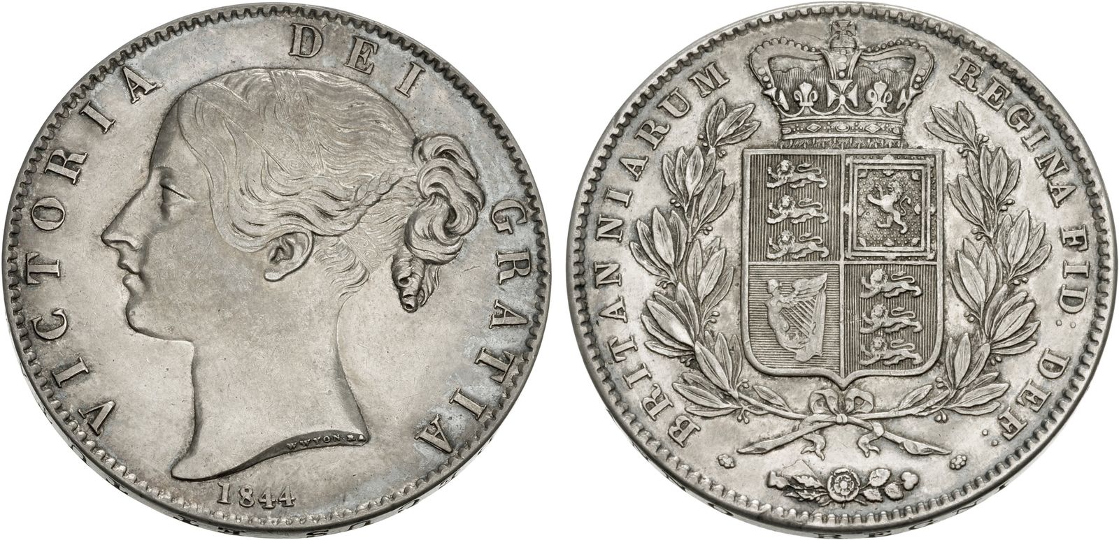 HANOVER. Victoria. 1837-1901. AR Crown. Dated 1844 and RY VIII. Near EF ...